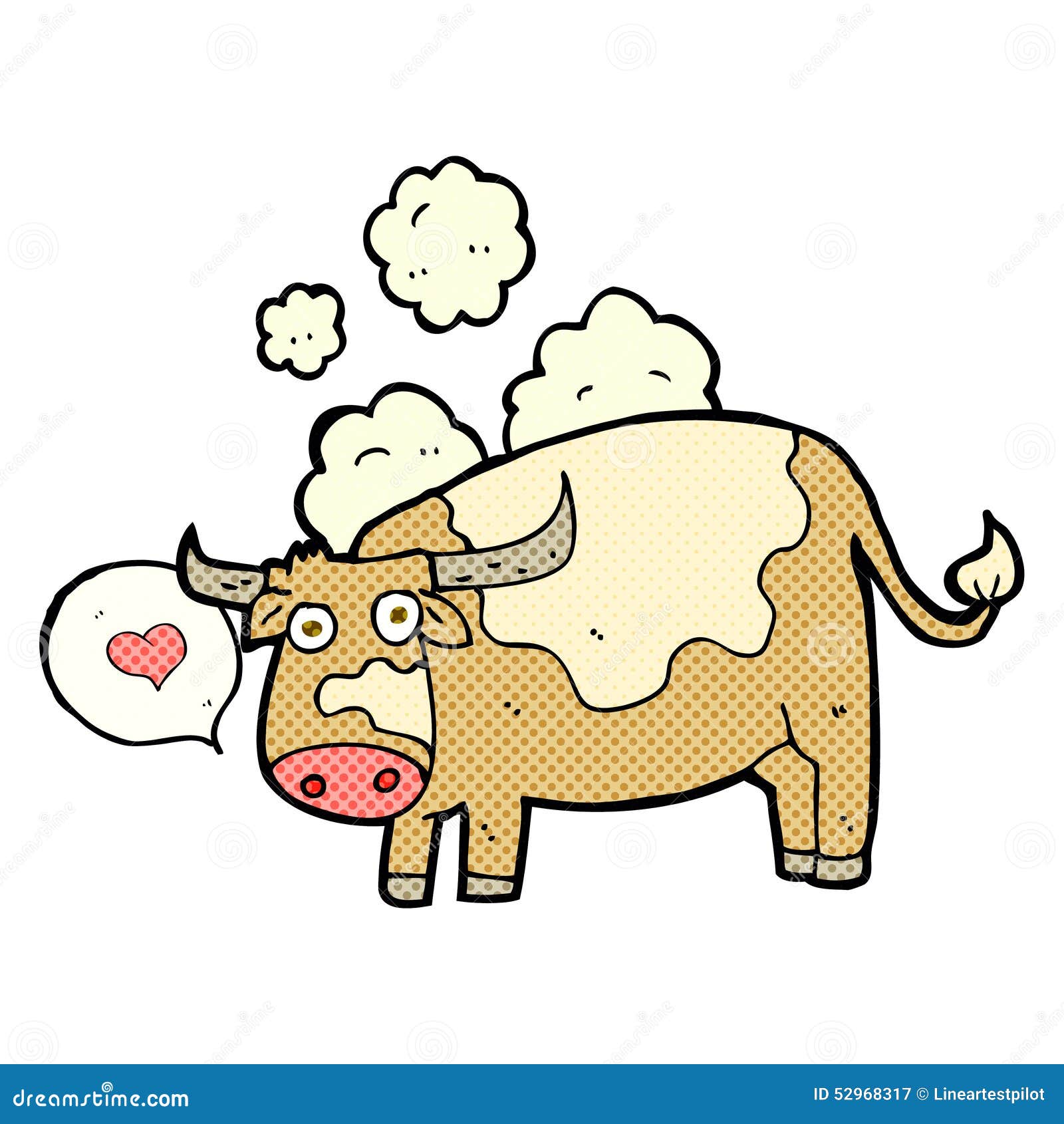 Cartoon Cow with Love Heart Stock Illustration - Illustration of hand ...