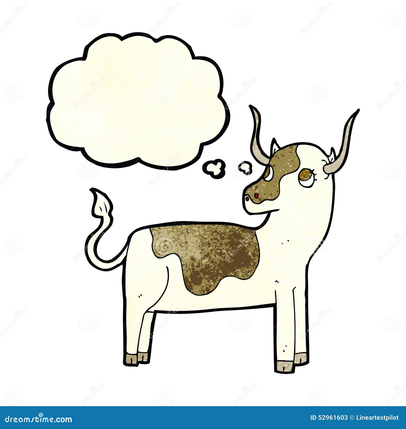 Cartoon Cow with Thought Bubble Stock Illustration - Illustration of ...