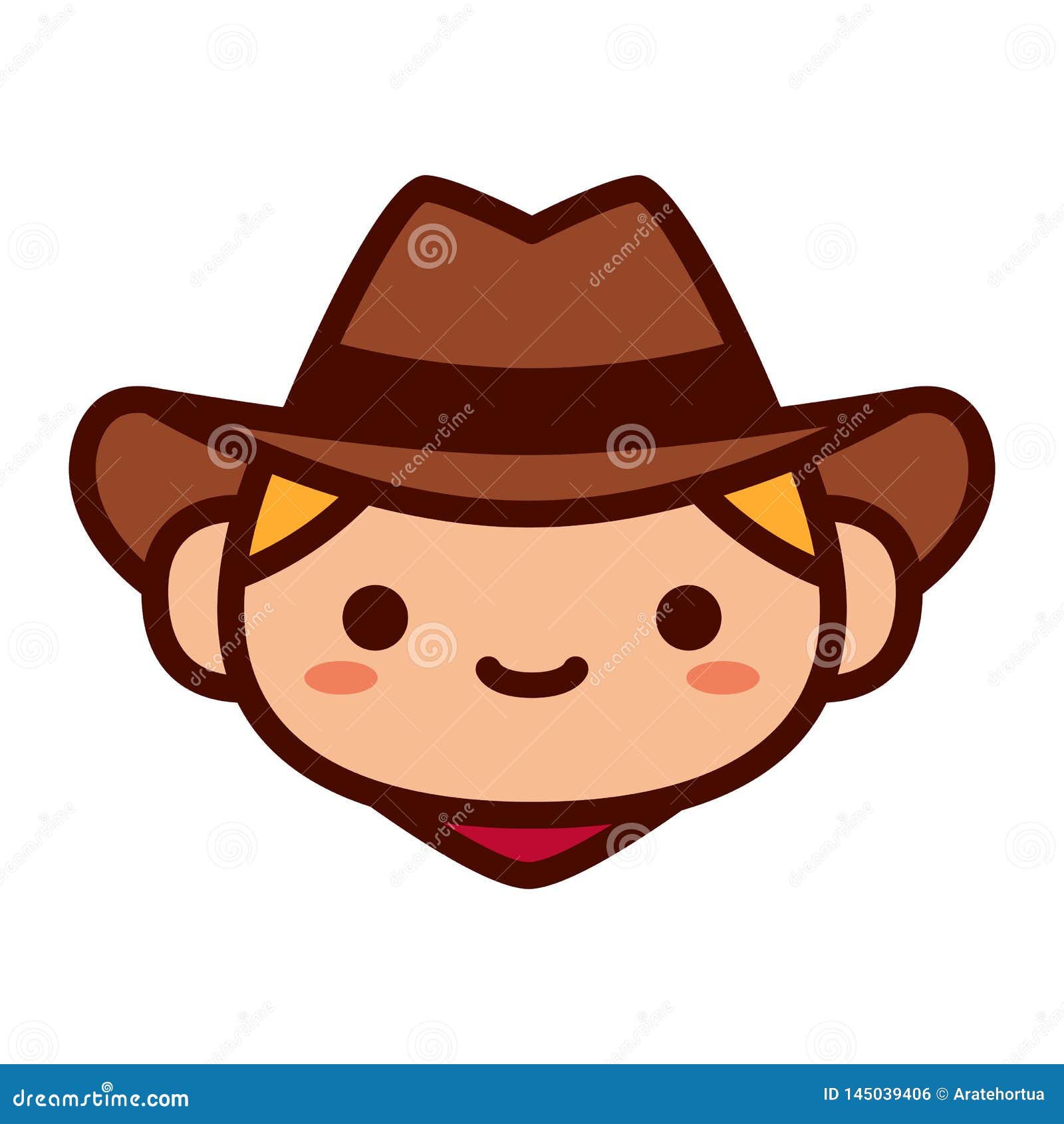 Cartoon Cowboy Emoji Icon Isolated Stock Illustration - Illustration of ...