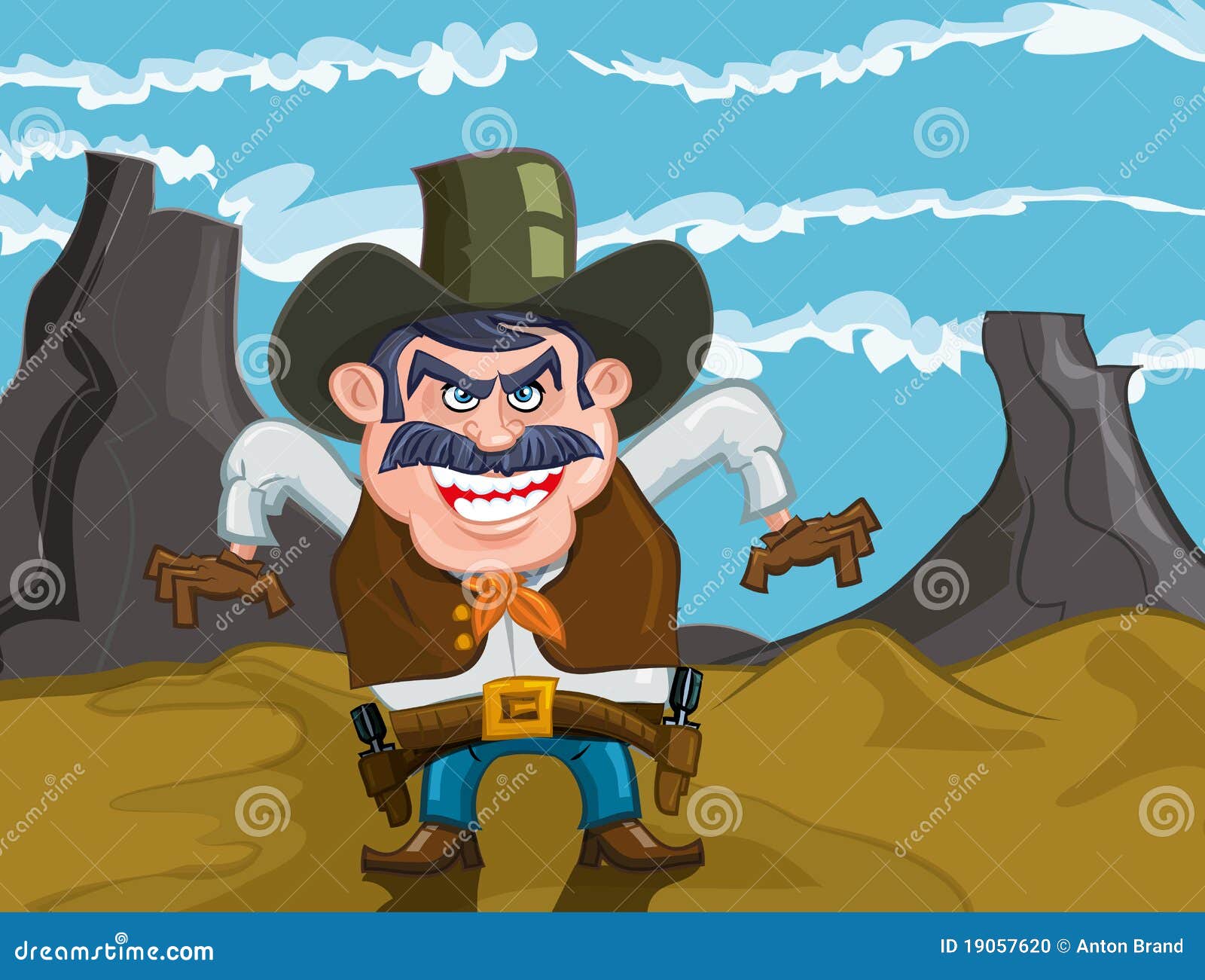 Cartoon Cowboy with an Evil Smile Stock Vector - Illustration of wanted ...