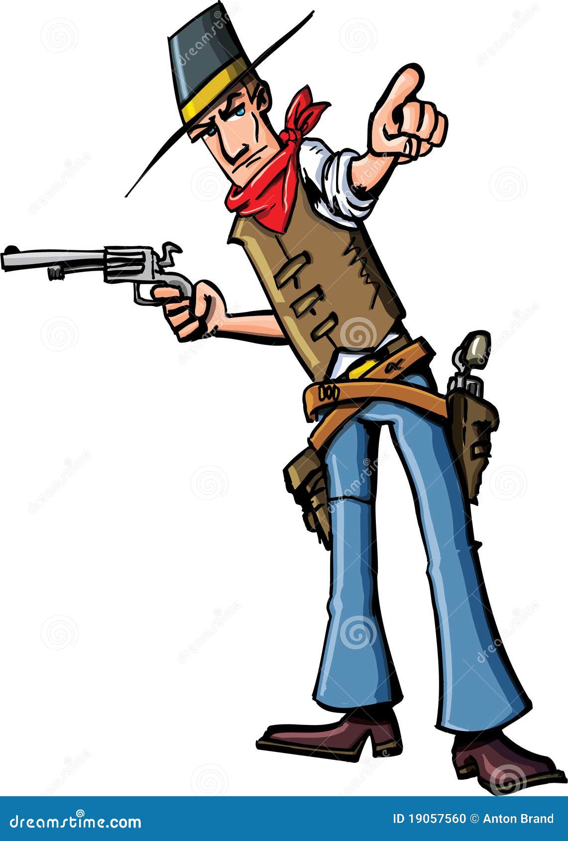 Cartoon cowboy pointing stock vector. Illustration of aged - 19057560