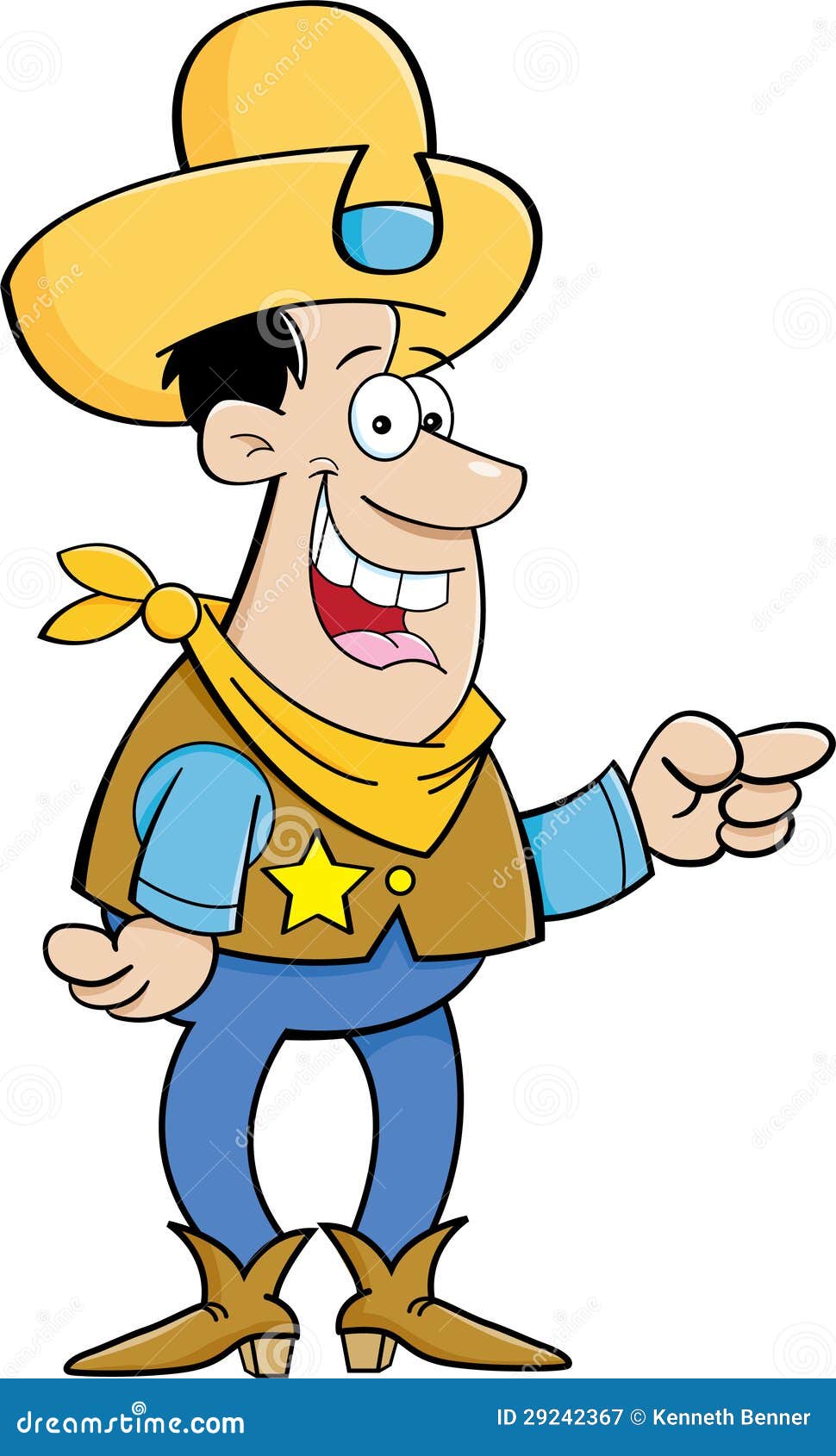 Cartoon cowboy pointing stock vector. Illustration of western - 29242367