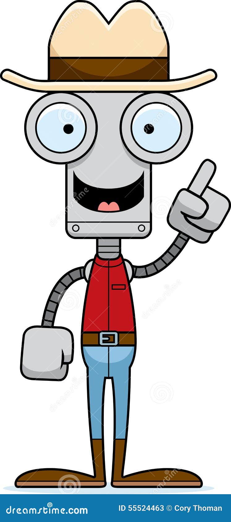 Cartoon Cowboy Robot Idea stock vector. Illustration of robot - 55524463