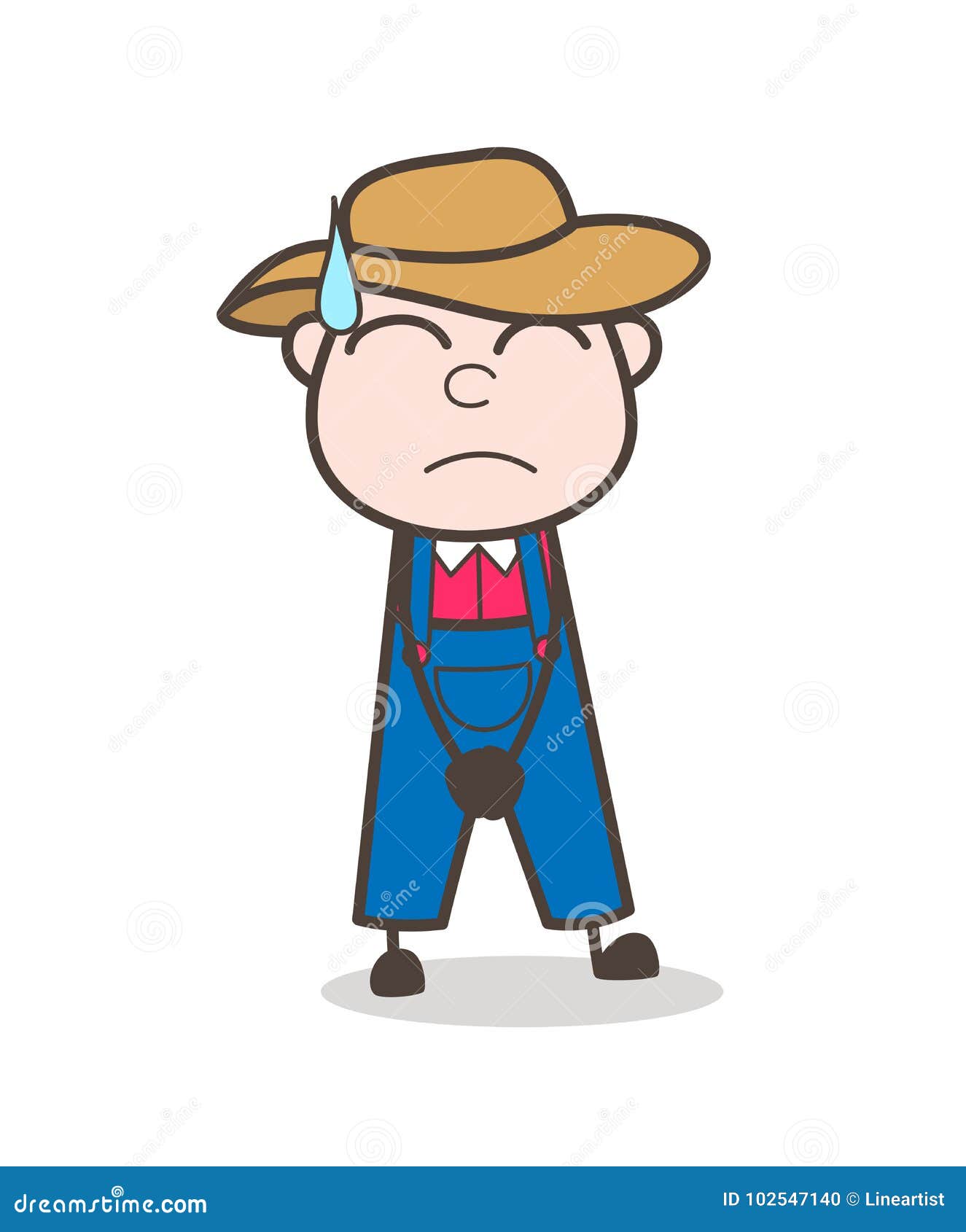 Cartoon Cowboy Sad Face with Cold Sweat Vector Stock Illustration ...