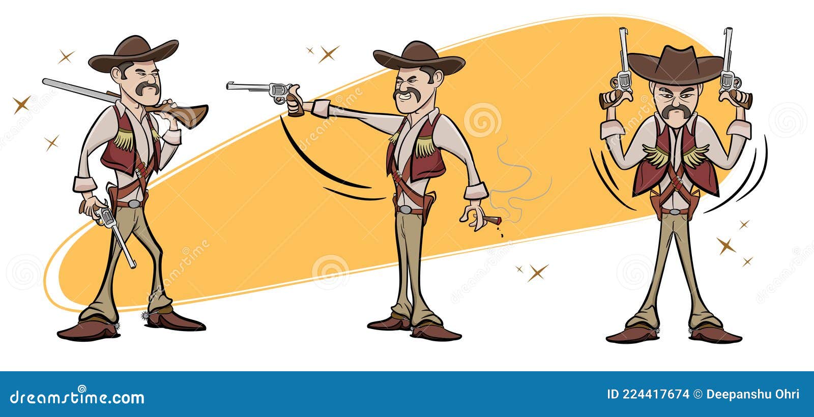 Cartoon Cowboys stock vector. Illustration of fashioned - 224417674