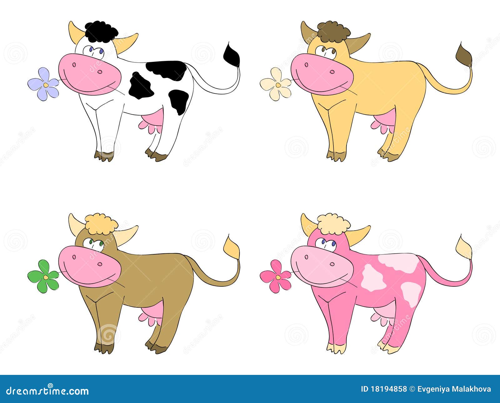 Cartoon cows stock vector. Illustration of cheerful, domestic - 18194858