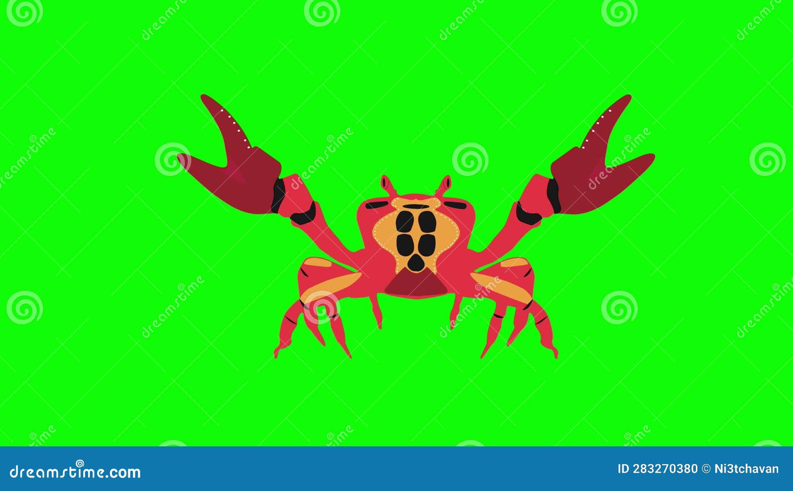 Cartoon Crab Walk Green Screen Animation. 4K Stock Footage - Video of ...