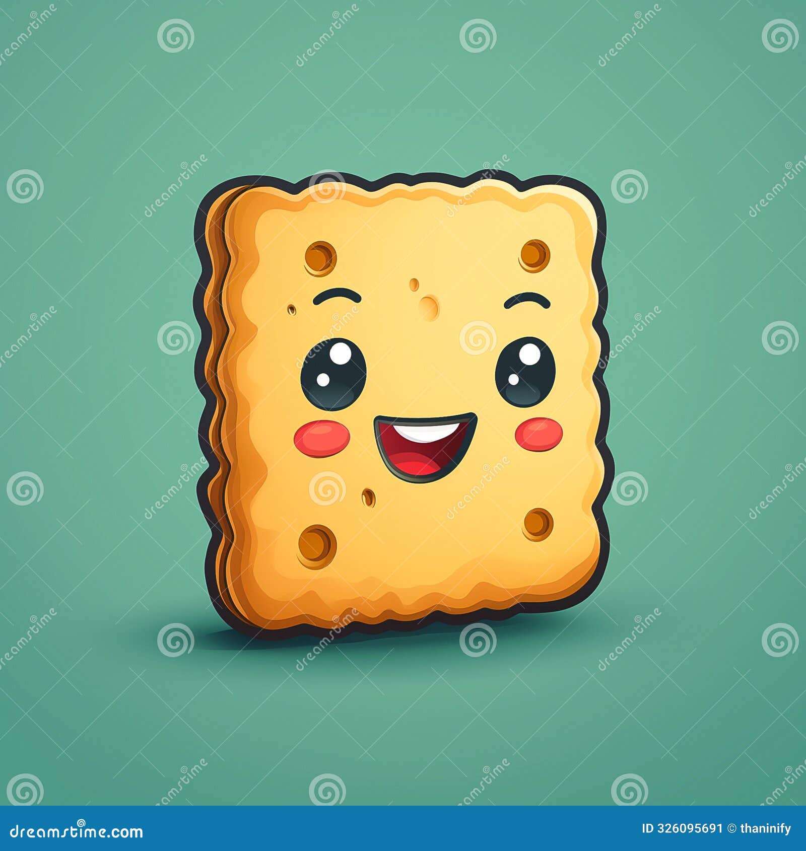A Cartoon Cracker with a Happy Face Stock Illustration - Illustration ...