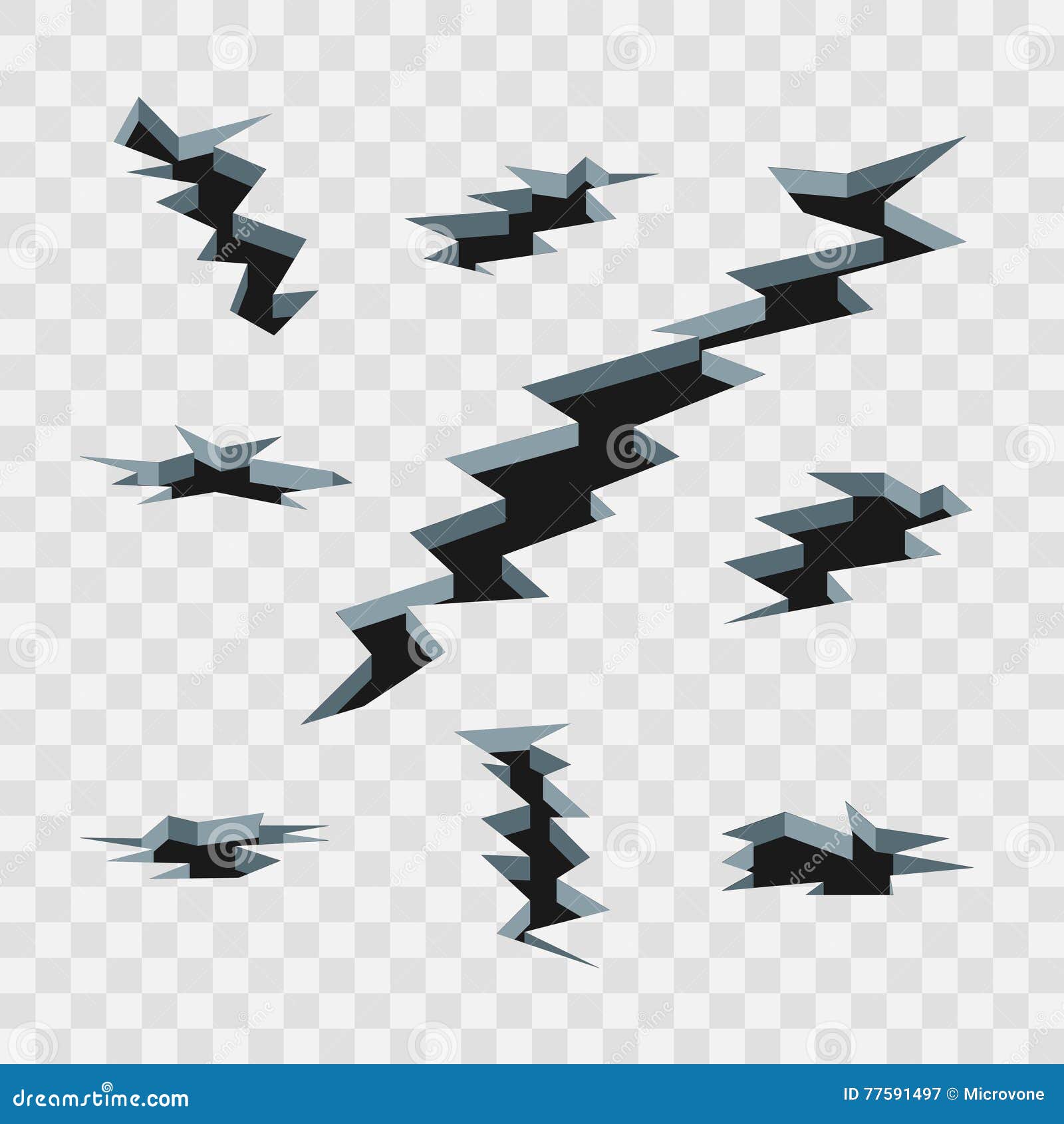 Cartoon Cracks in the Ground on Transparent Checkered Background Vector ...