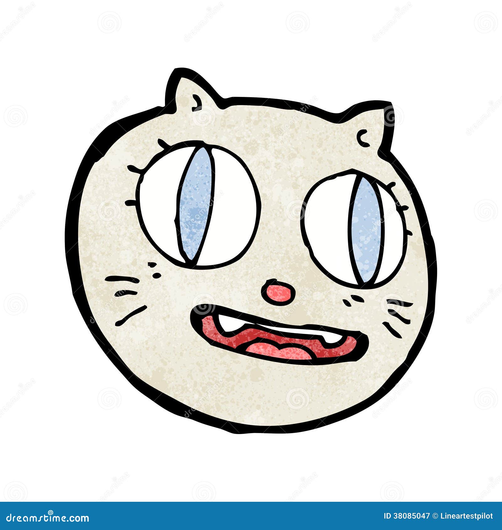 Cartoon crazy cat face stock vector. Illustration of retro - 38085047