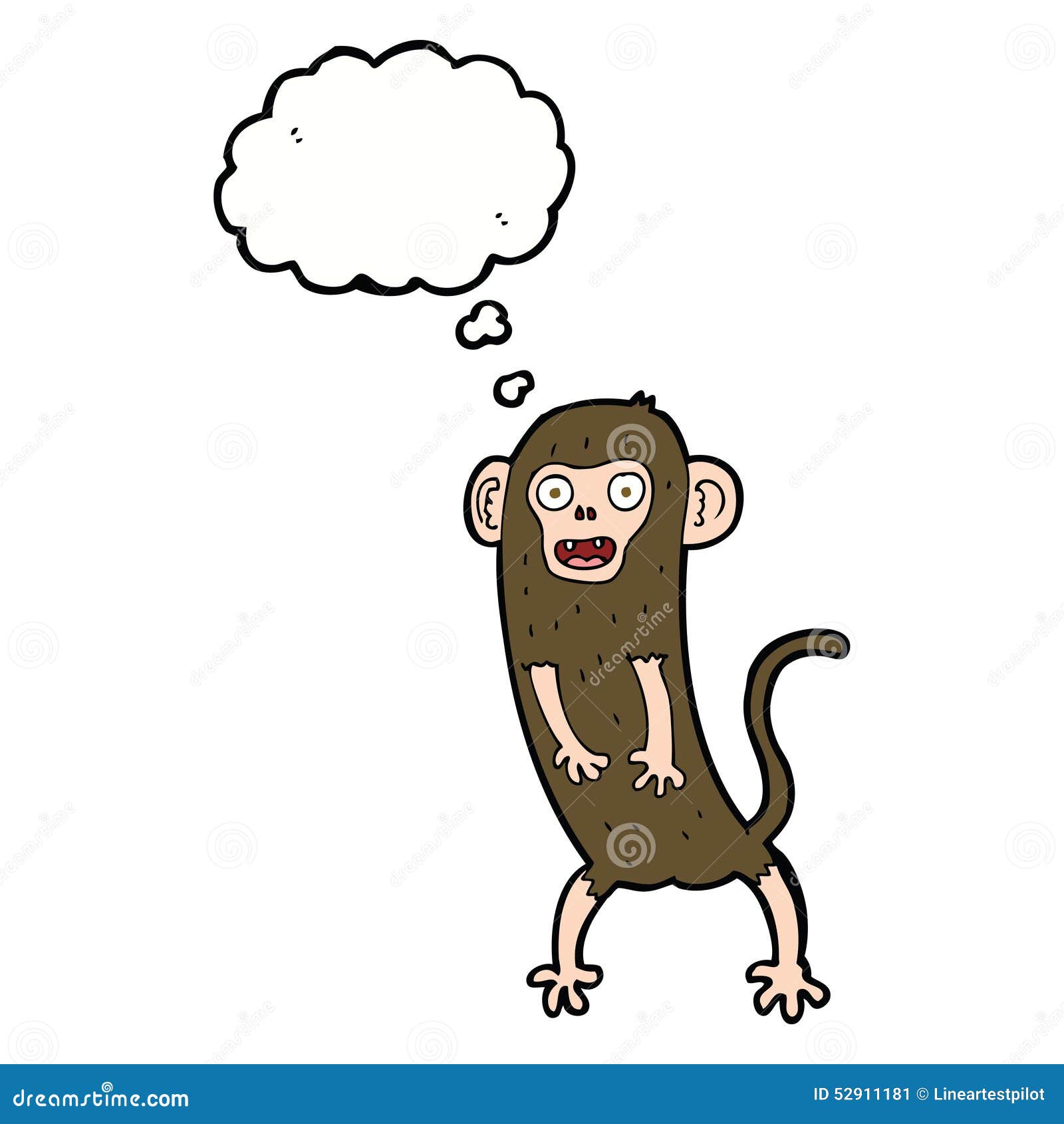 Cartoon Crazy Monkey with Thought Bubble Stock Illustration ...
