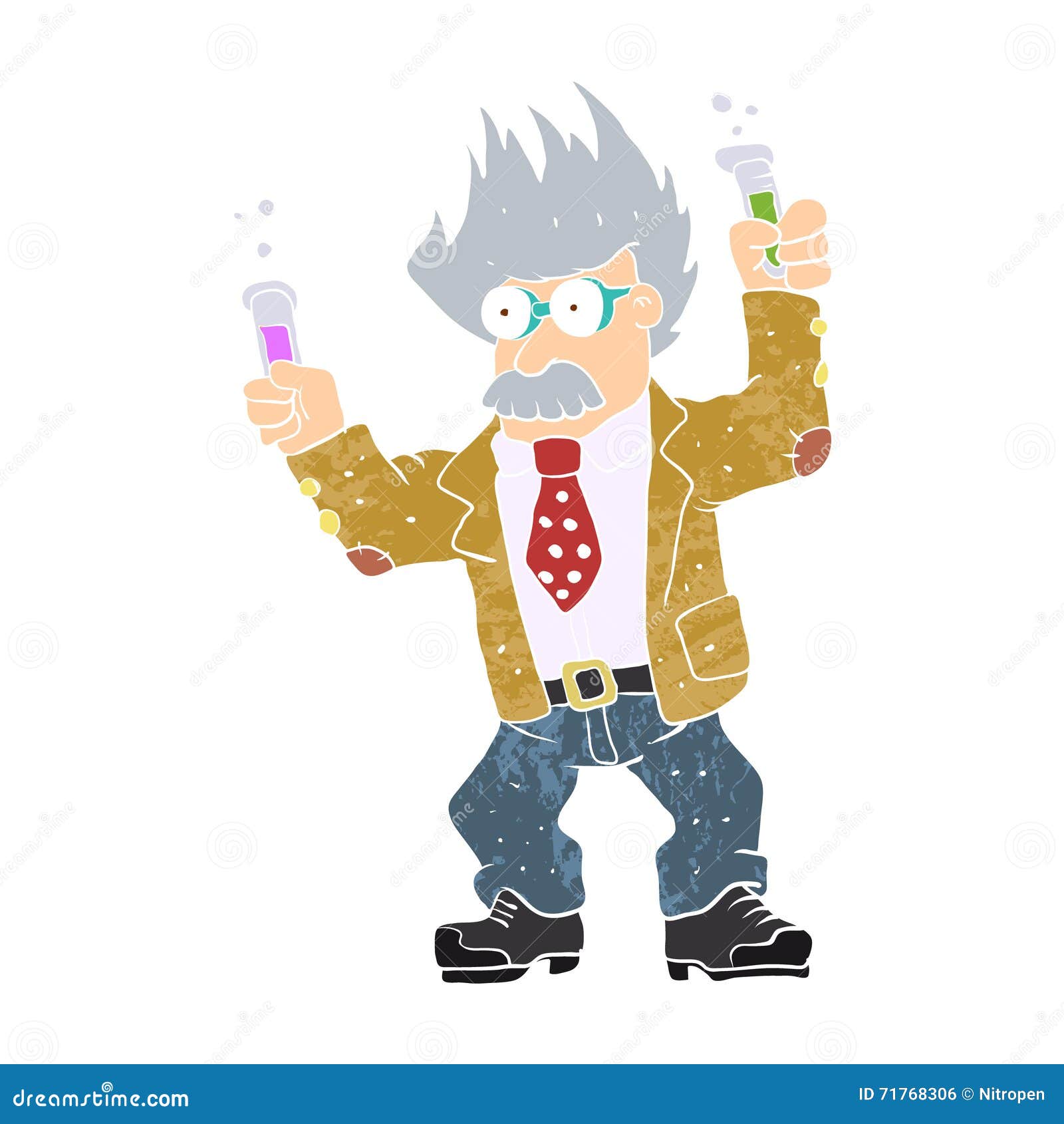 Cartoon crazy scientist. stock vector. Illustration of funny - 71768306