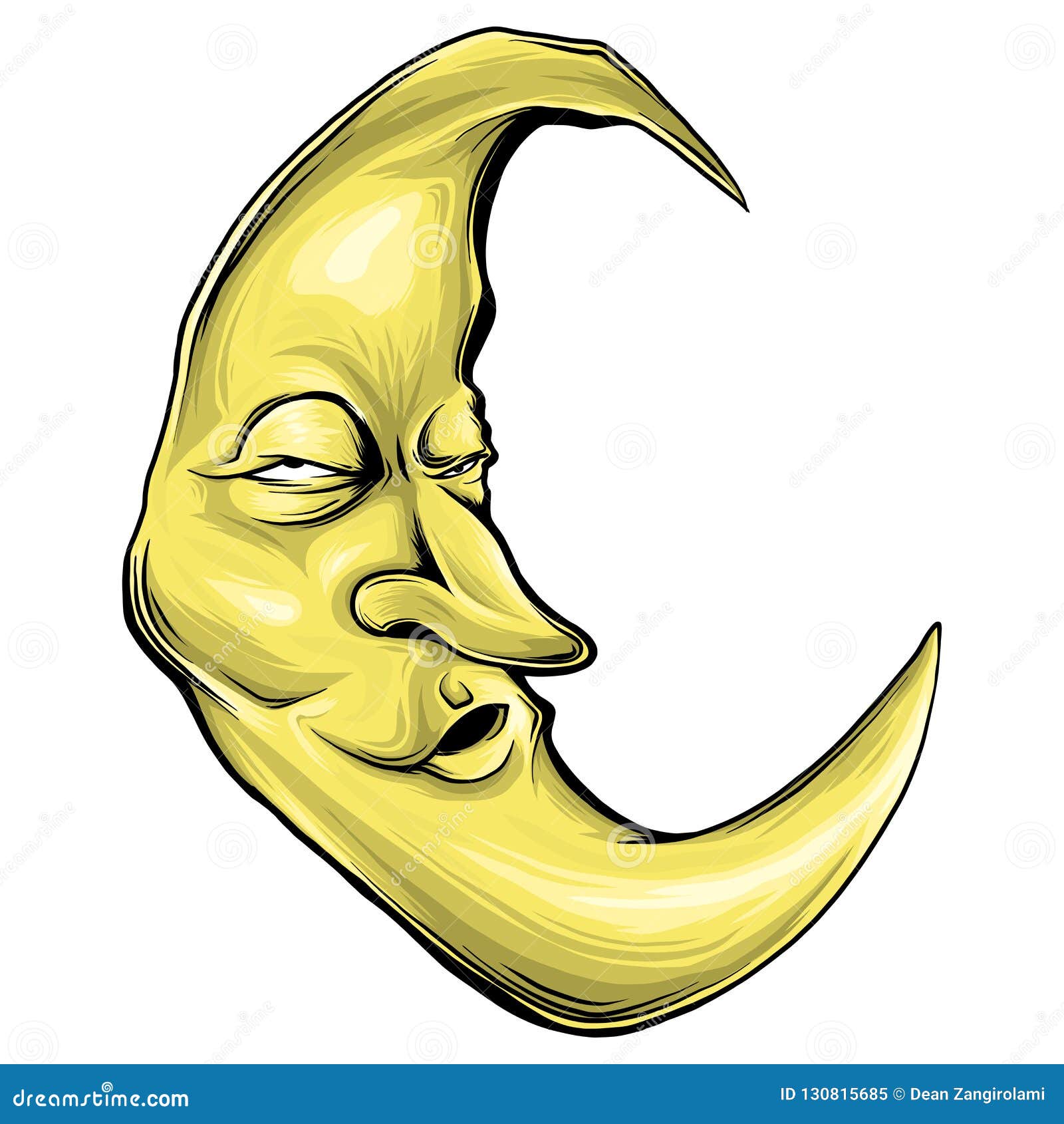 Cartoon Crescent Moon With Eyes Silhouette Vector Symbol Icon De ...