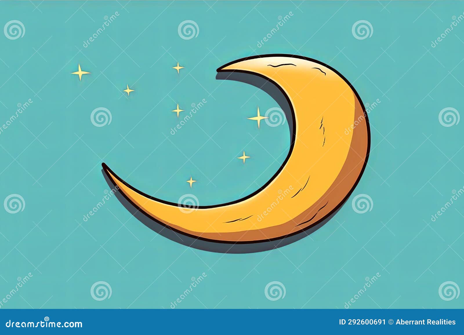 A Cartoon Crescent with Stars on it Stock Illustration - Illustration ...