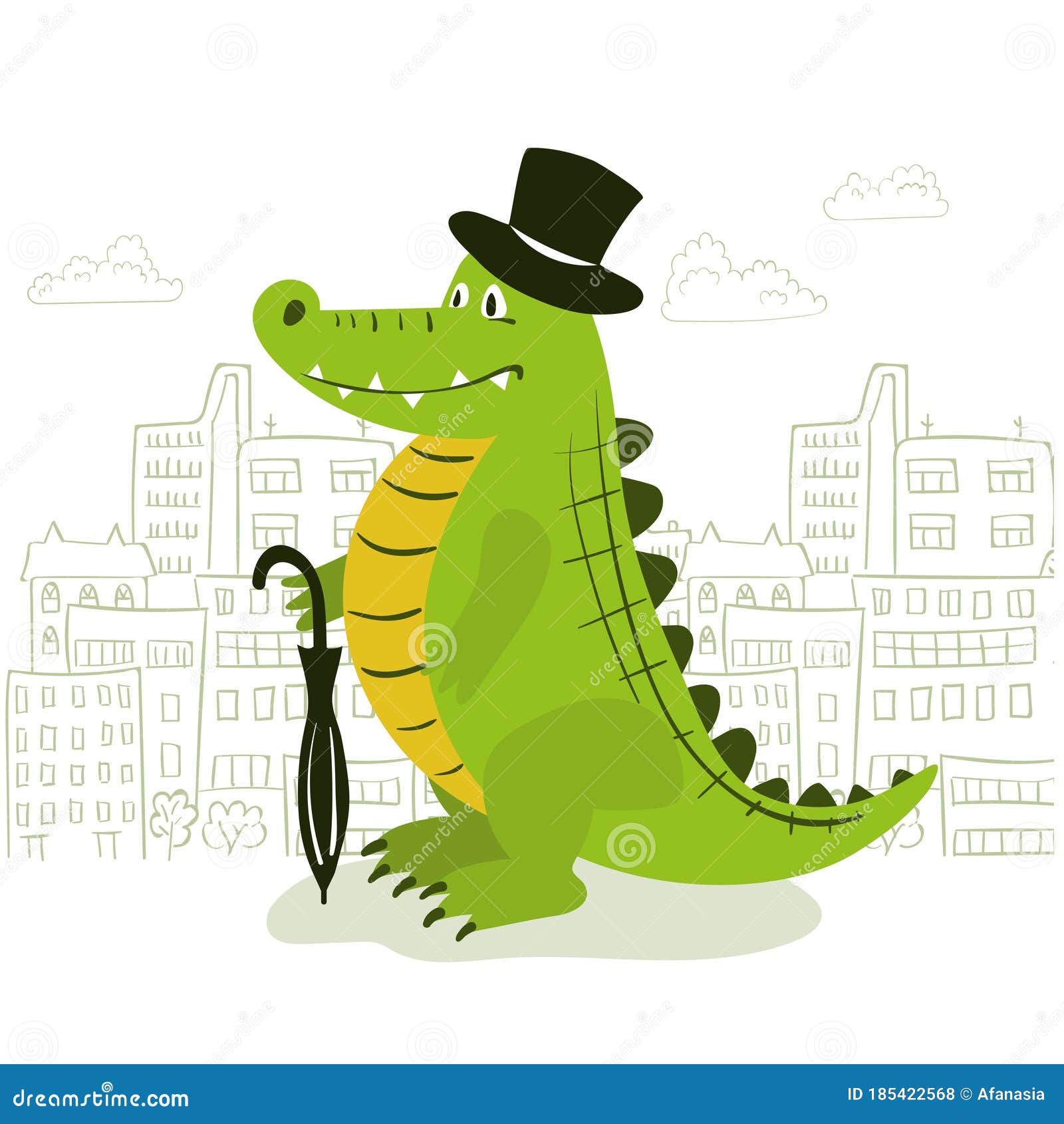 Crocodile Dandy In Fashion Glass And Suit Looks. Vector Drawing ...
