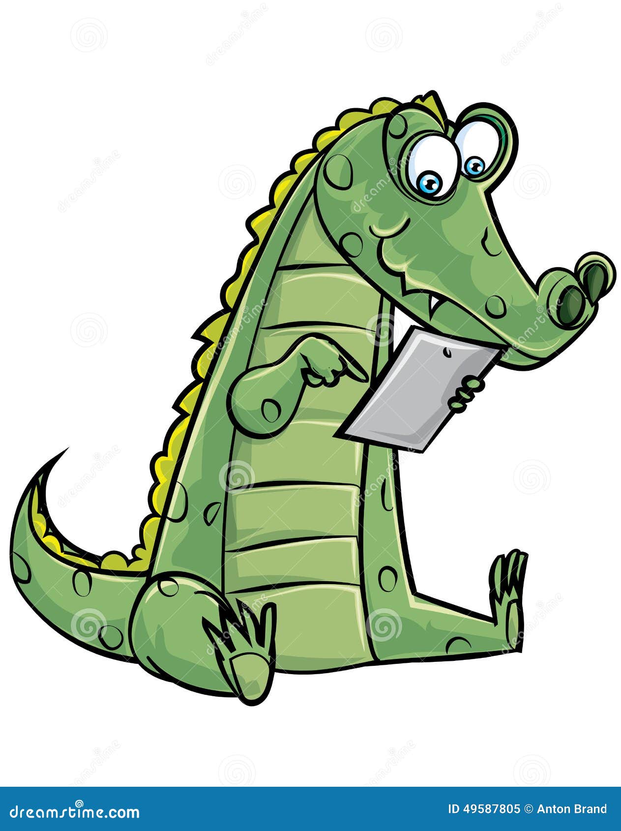 Cartoon Crocodile Using a Computer Tablet Stock Illustration ...