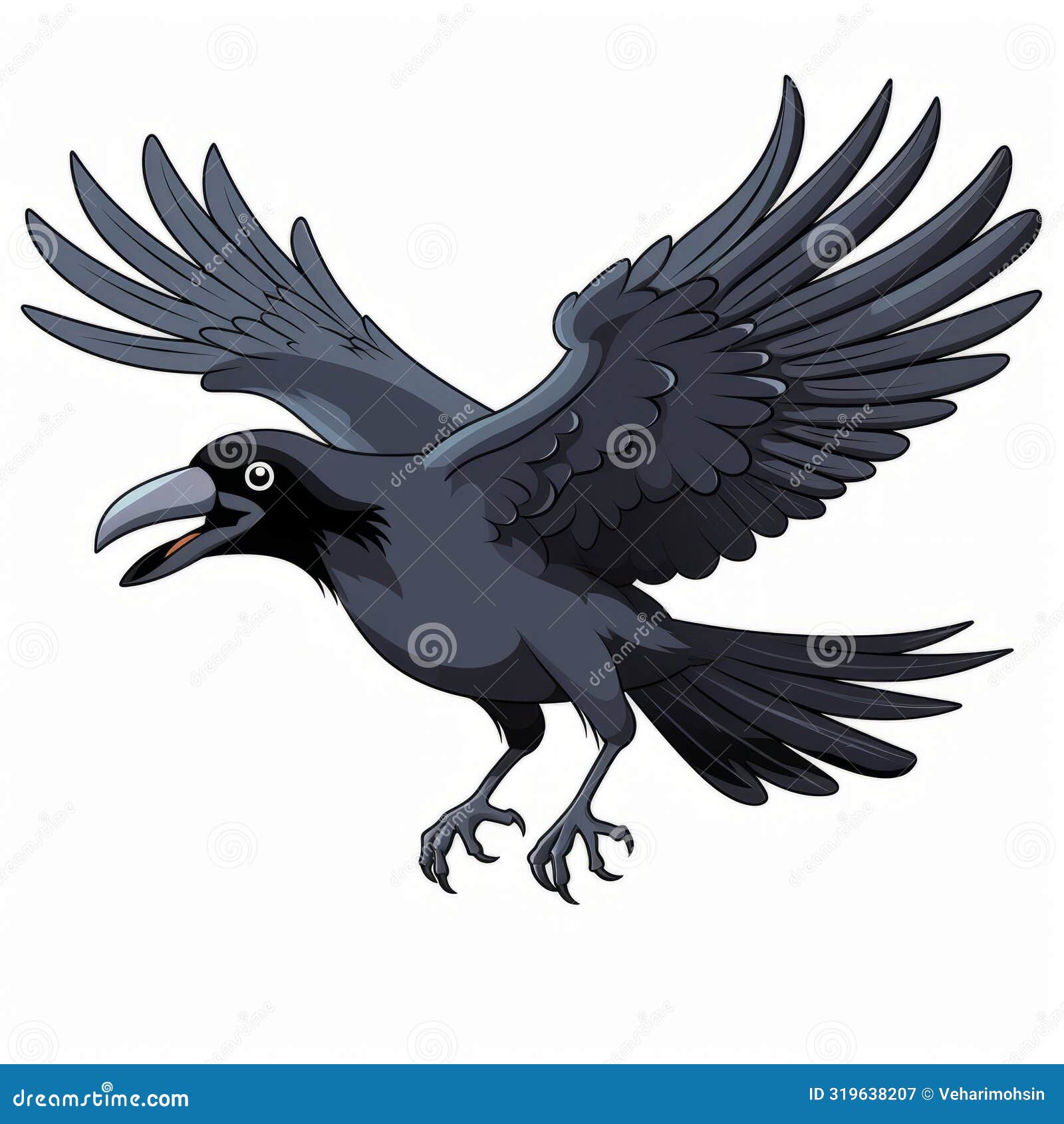Crow Flying Over Tree. Vector Cartoon Landscape. | CartoonDealer.com ...