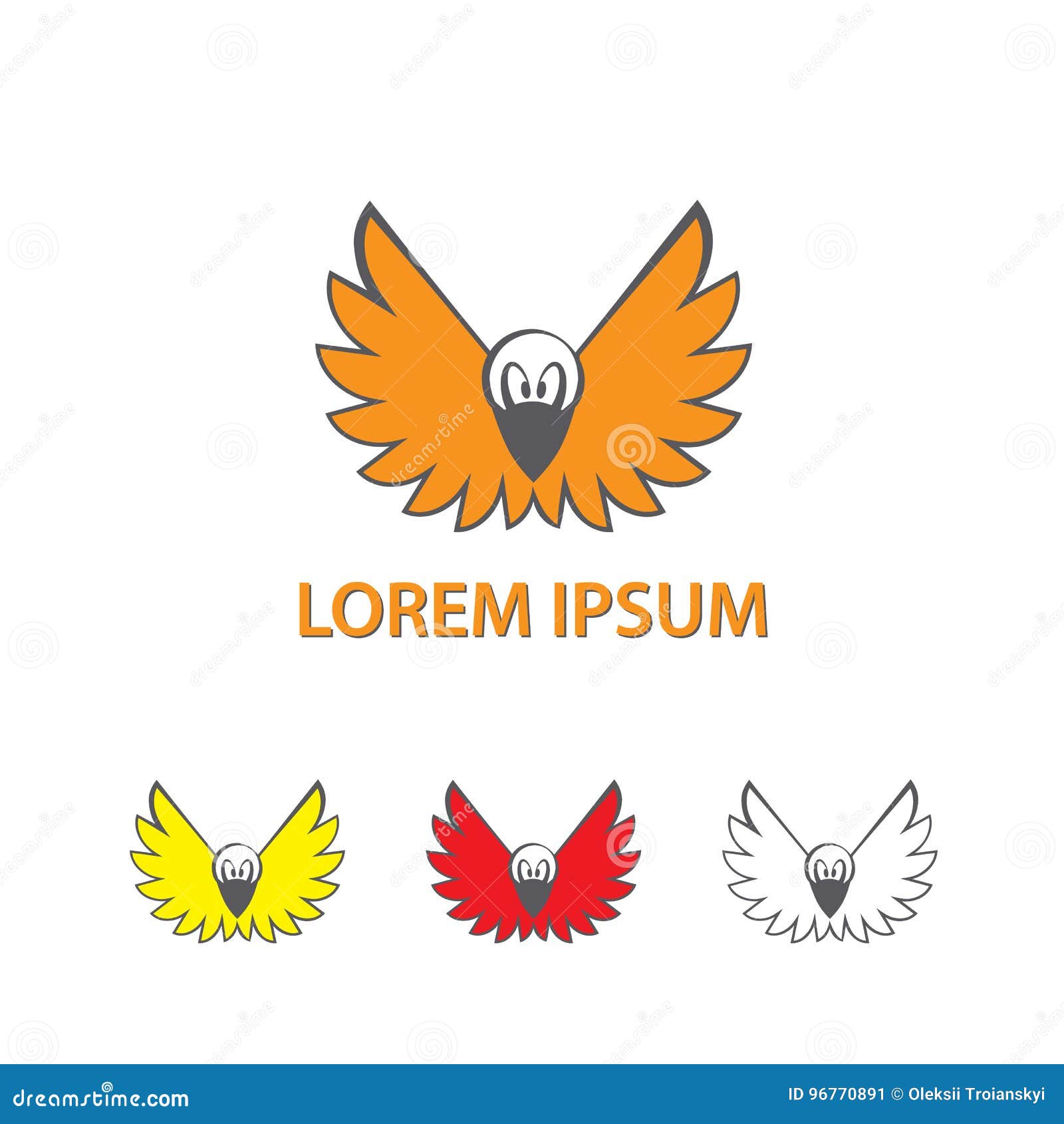 Cartoon Crow with Open Wings. a Flying Bird Logo Stock Vector ...