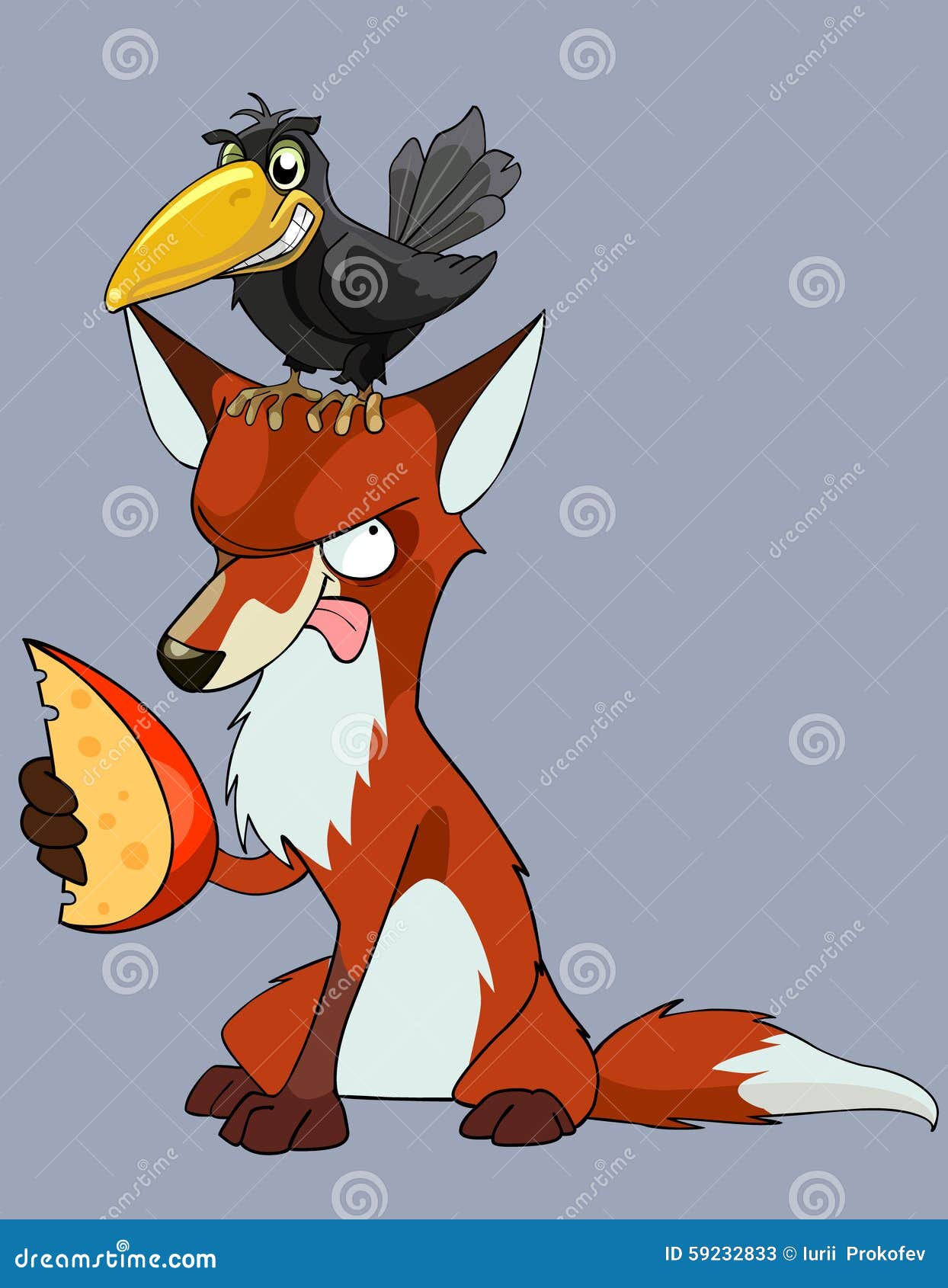 Crow And Cheese Cartoon Vector | CartoonDealer.com #76675021