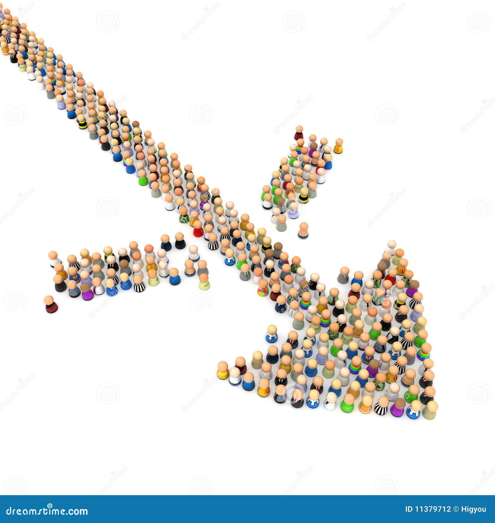 Cartoon Crowd, Barrier Breakthrough Stock Illustration - Illustration ...