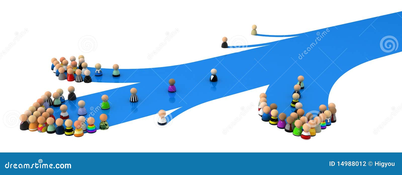 Cartoon Crowd, Blue Streak Branch Stock Illustration - Illustration of ...