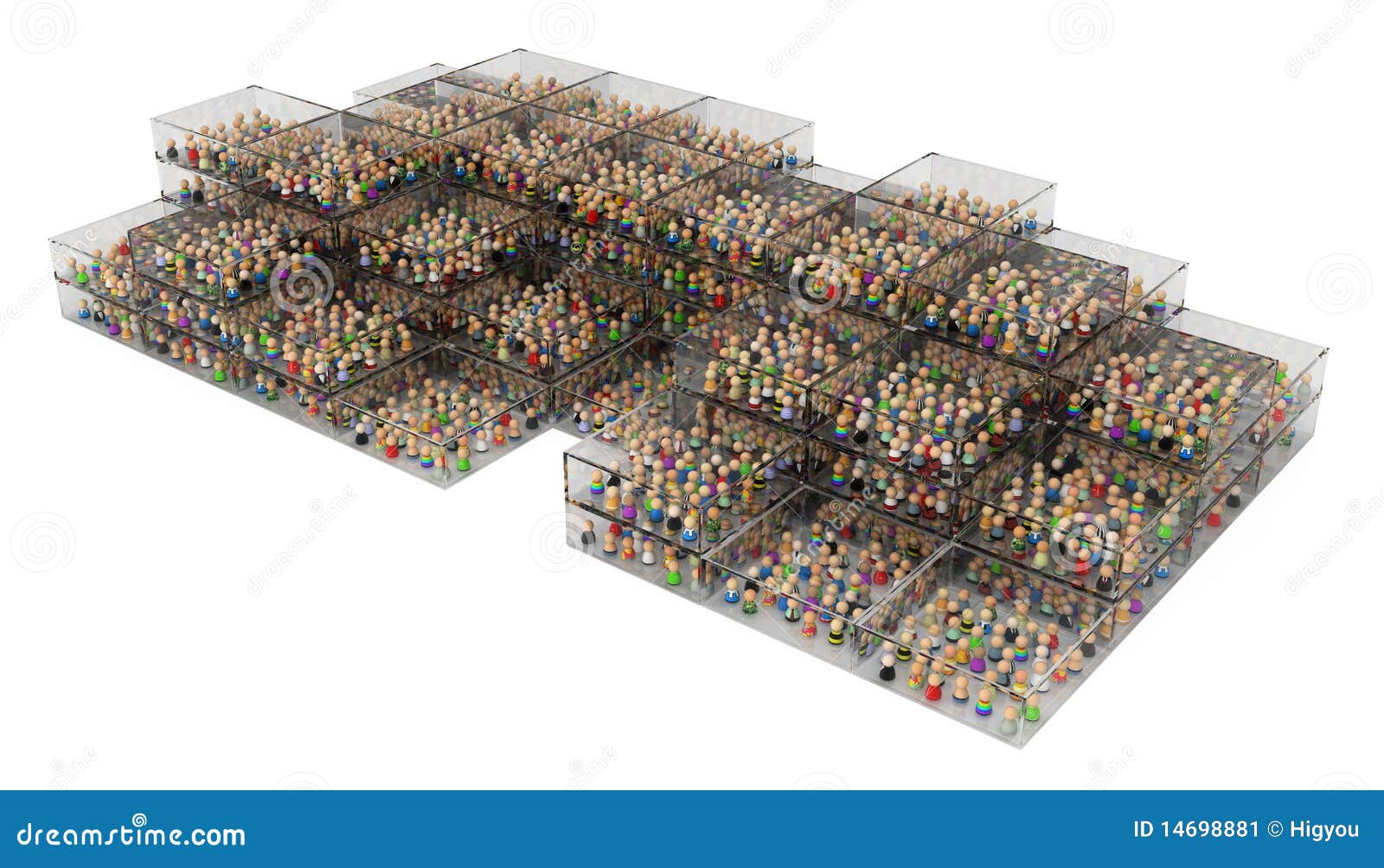 Cartoon Crowd, Boxes stock illustration. Illustration of multicultural ...