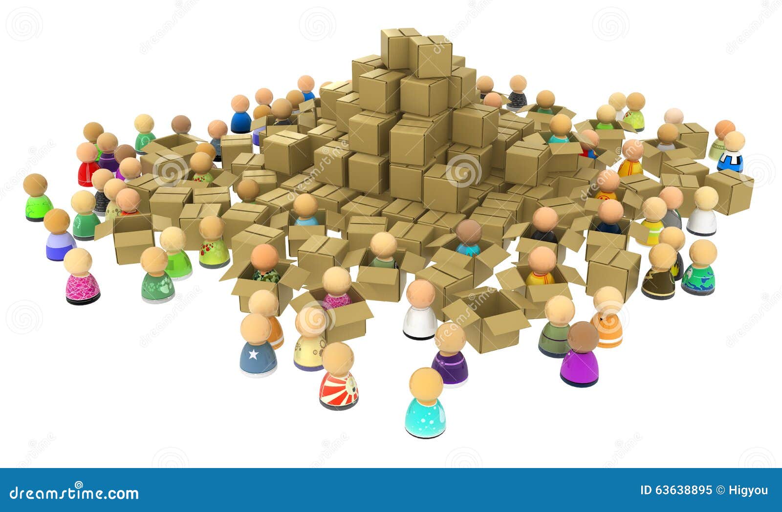Cartoon Crowd, Boxes stock illustration. Illustration of people - 63638895