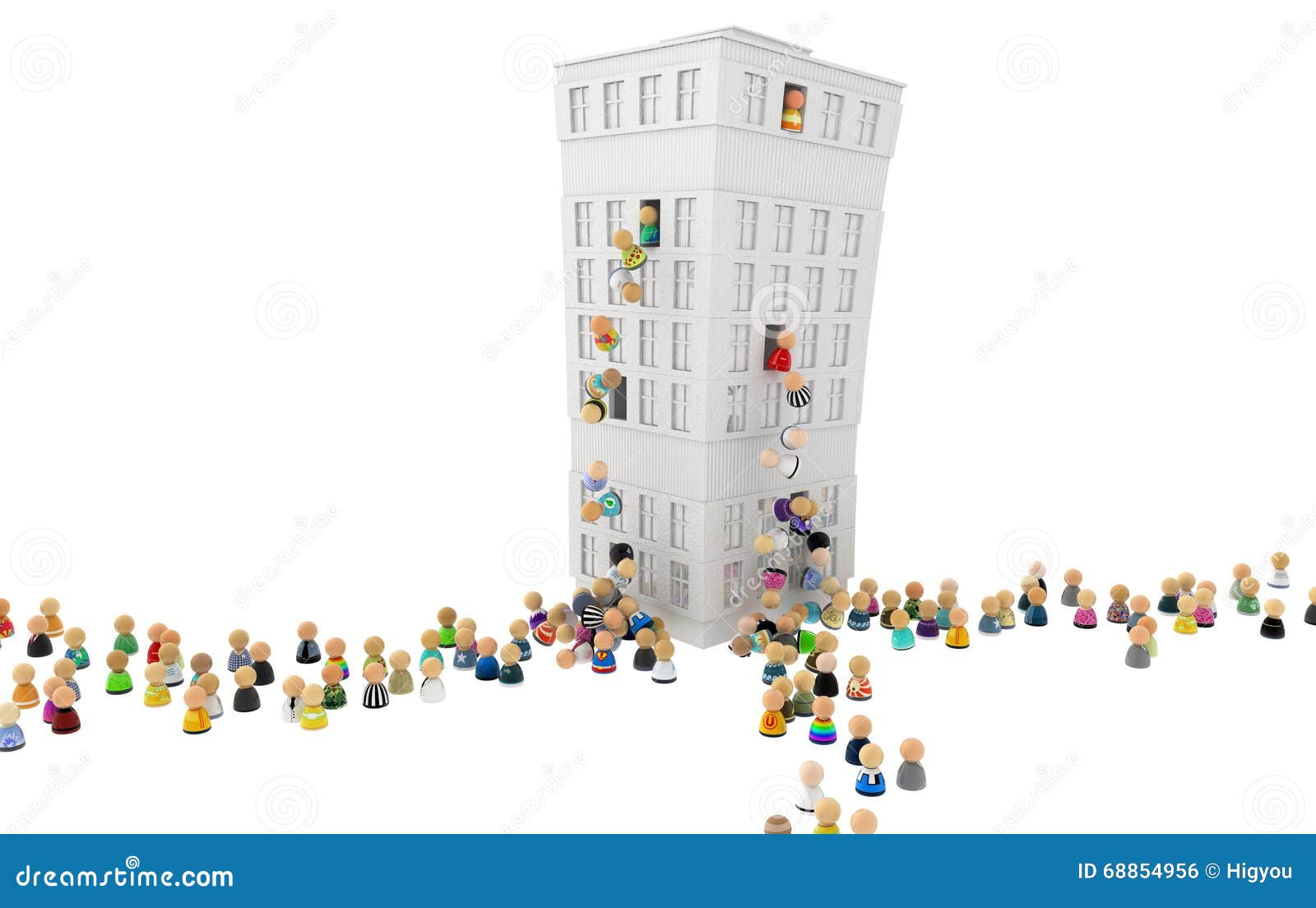 Cartoon Crowd, Building Fall Stock Illustration - Illustration of ...