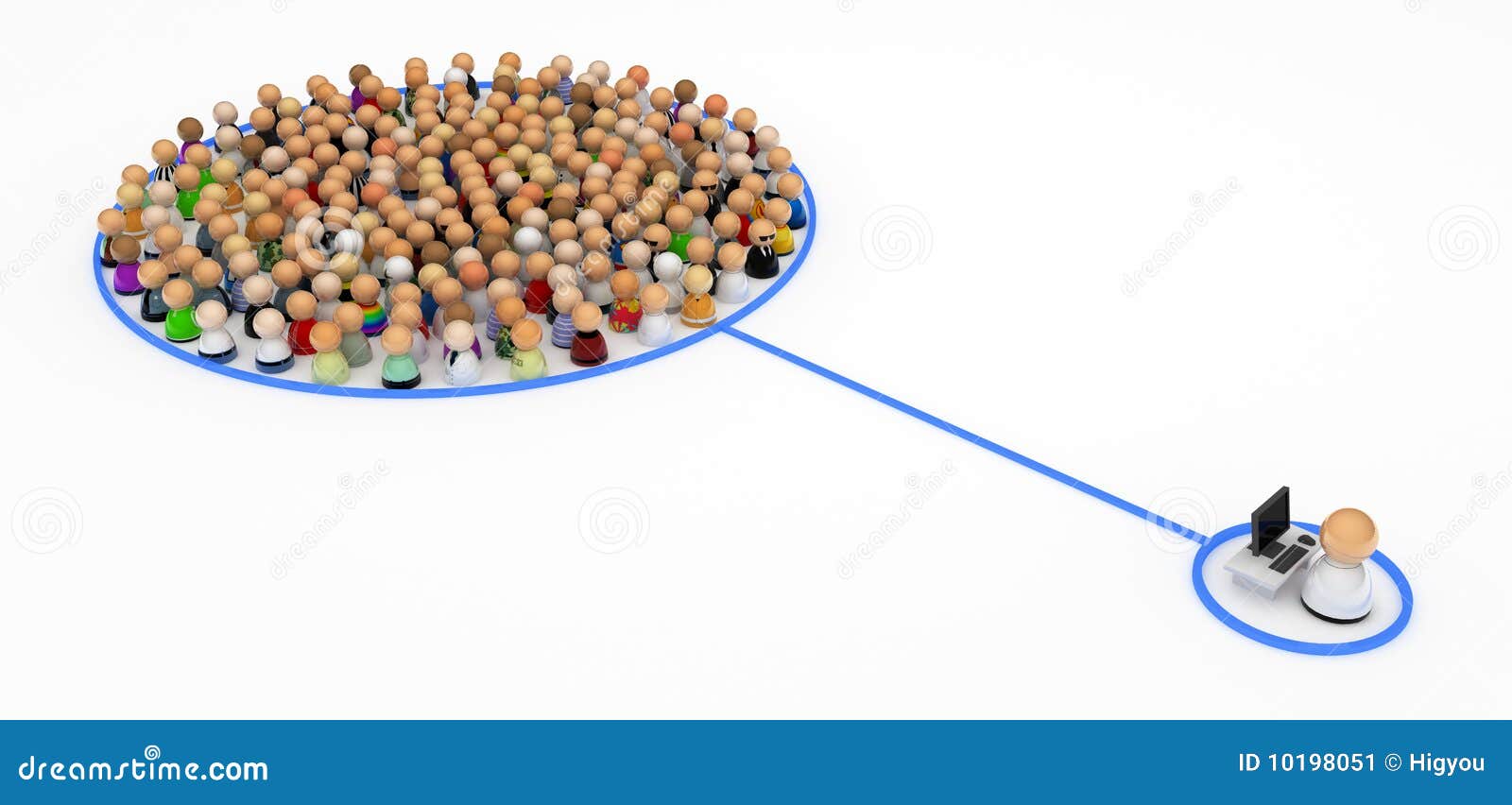 Cartoon Crowd, Computer Control Stock Illustration - Illustration of ...