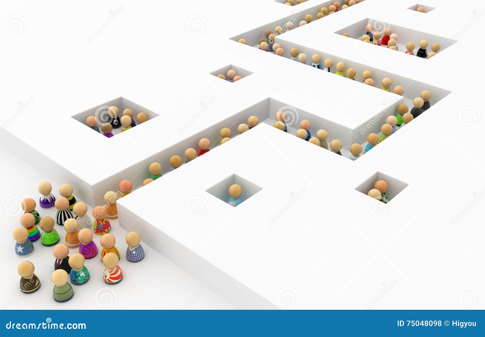 Cartoon Crowd, Corridor stock illustration. Illustration of institution ...