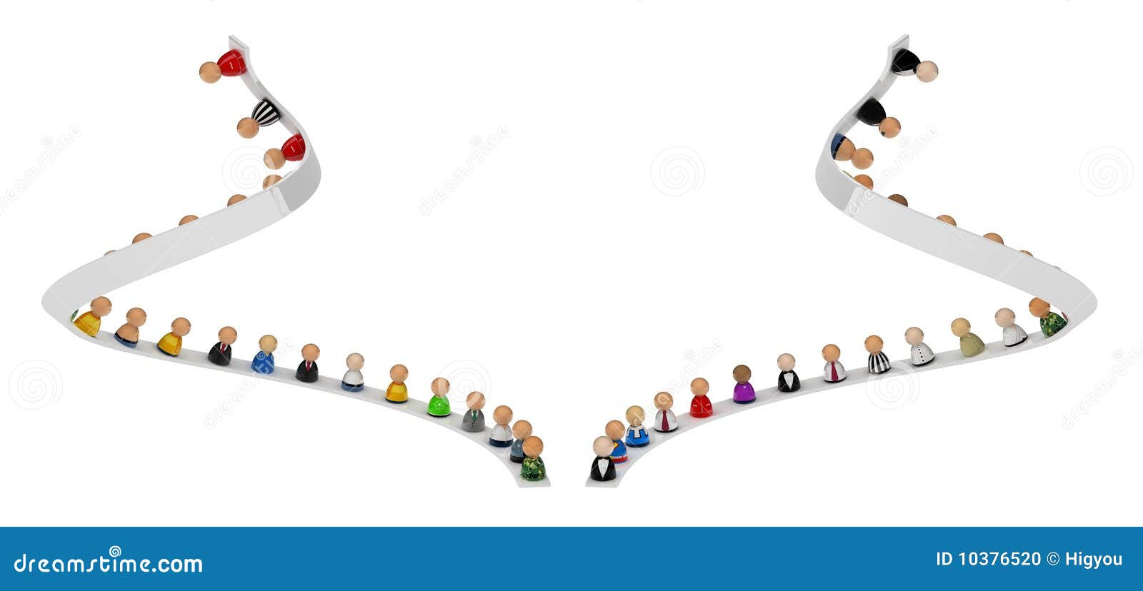 Cartoon Crowd, Double Spiral Path Stock Illustration - Illustration of ...