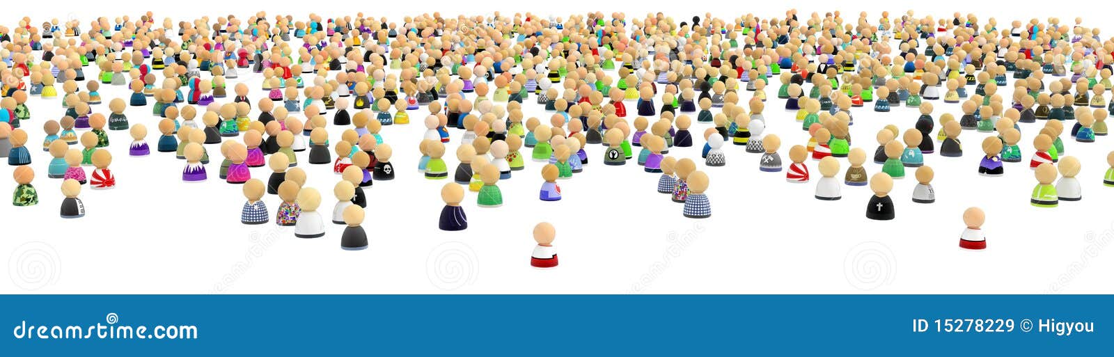 Cartoon Crowd, Far and Wide Stock Illustration - Illustration of wide ...