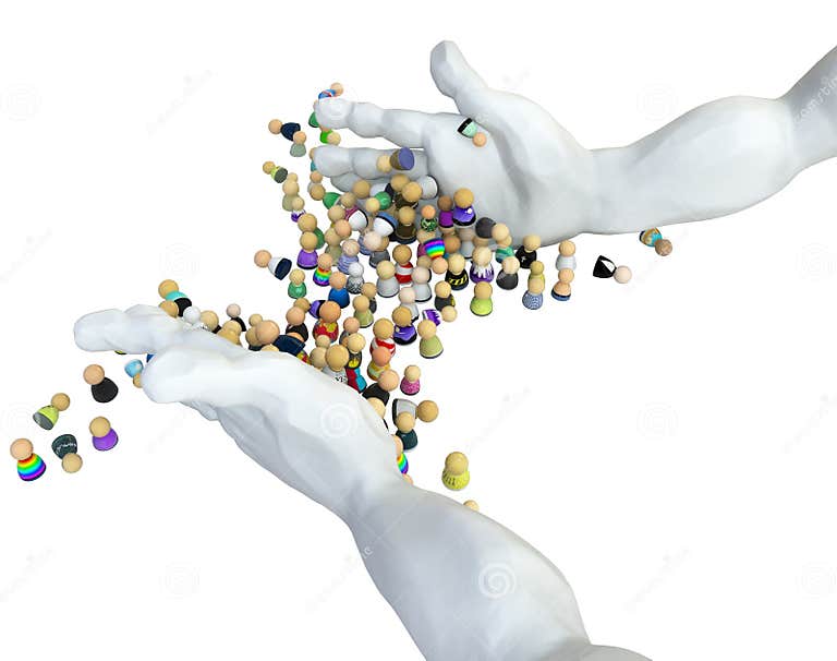 Cartoon Crowd, Gathering Hands Stock Illustration - Illustration of ...
