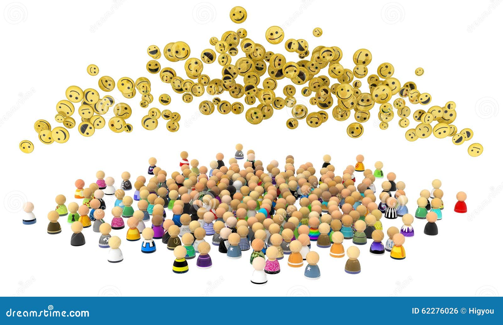 Cartoon Crowd, Happy Faces stock illustration. Illustration of delight ...