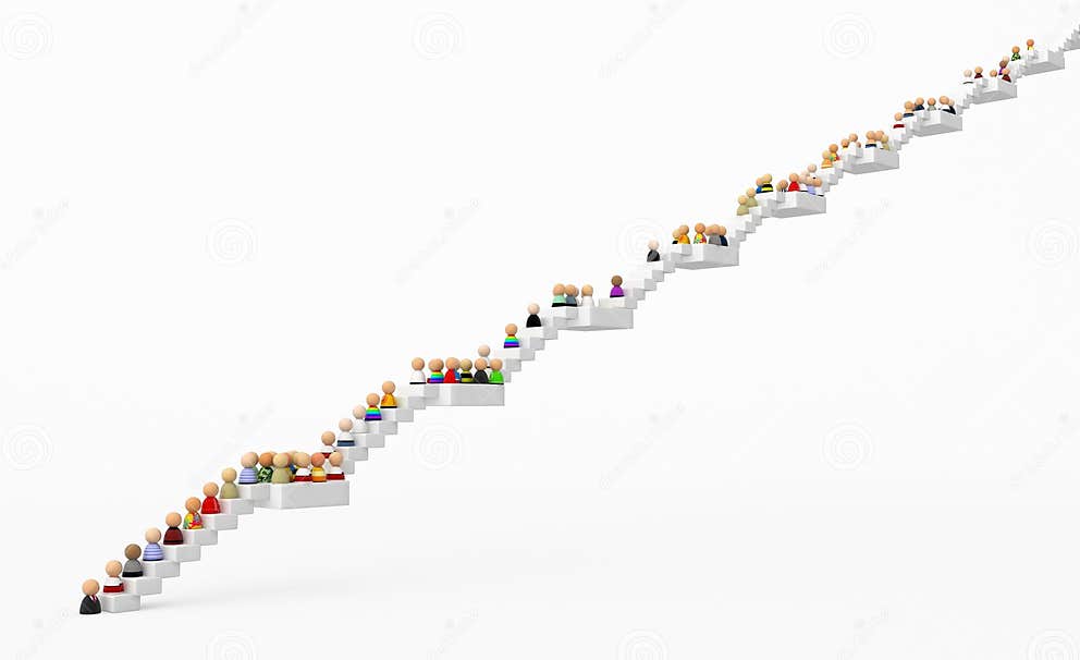 Cartoon Crowd, High Stairs stock illustration. Illustration of figure ...