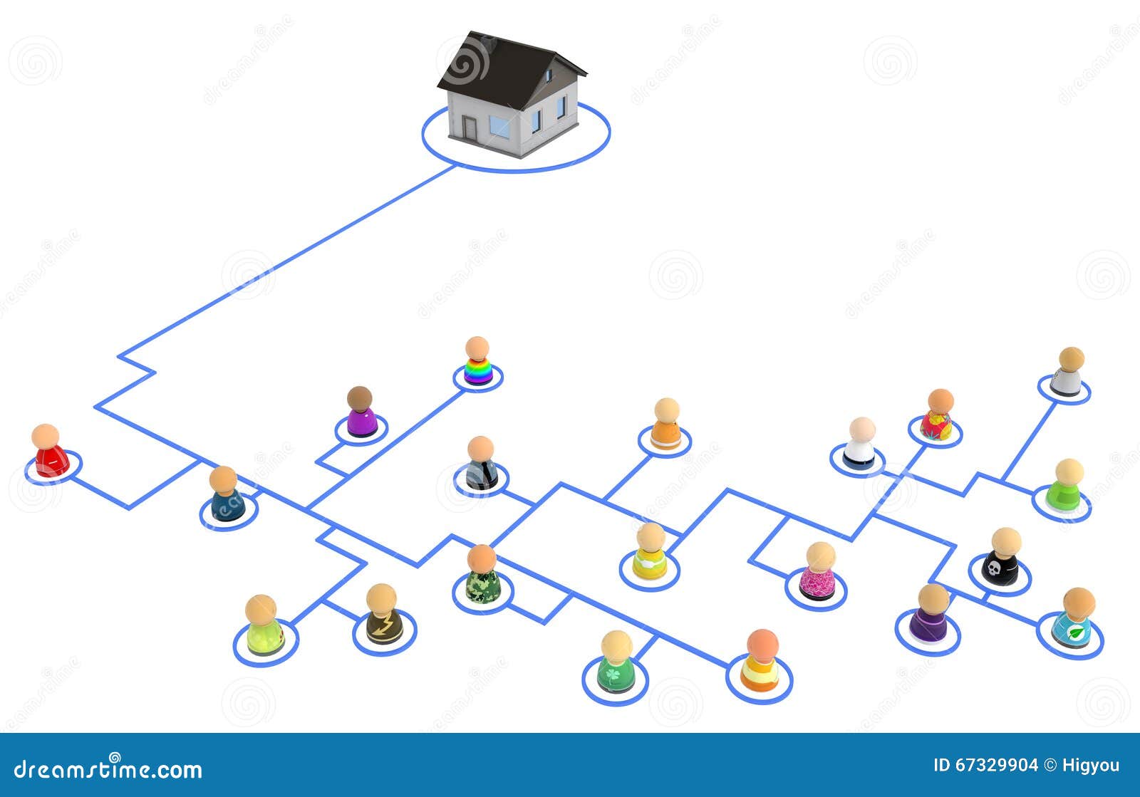Cartoon Crowd, House Connection Stock Illustration - Illustration of ...