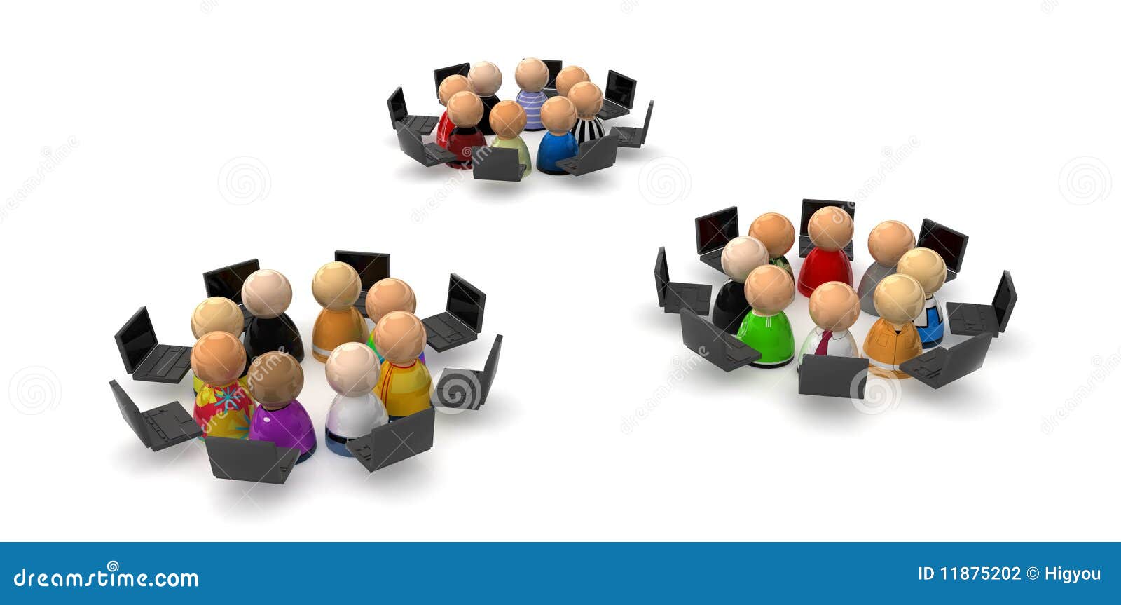Cartoon Crowd, Laptop Circles Stock Illustration - Illustration of ...