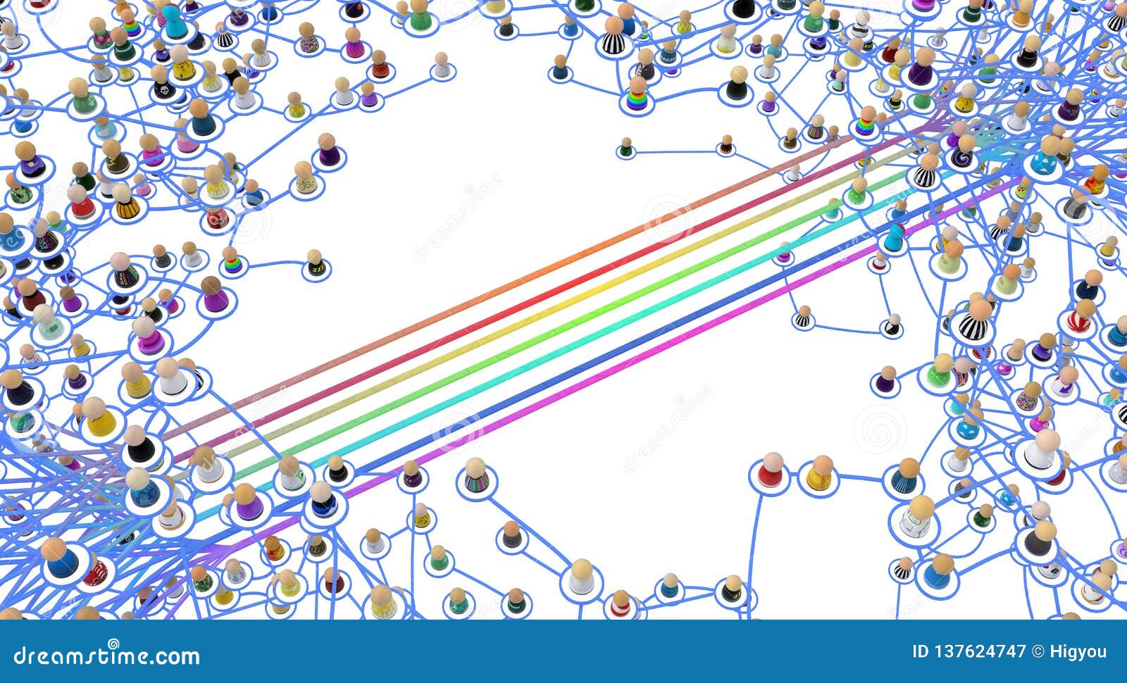 Cartoon Crowd Layered System, Color Strings Stock Illustration ...