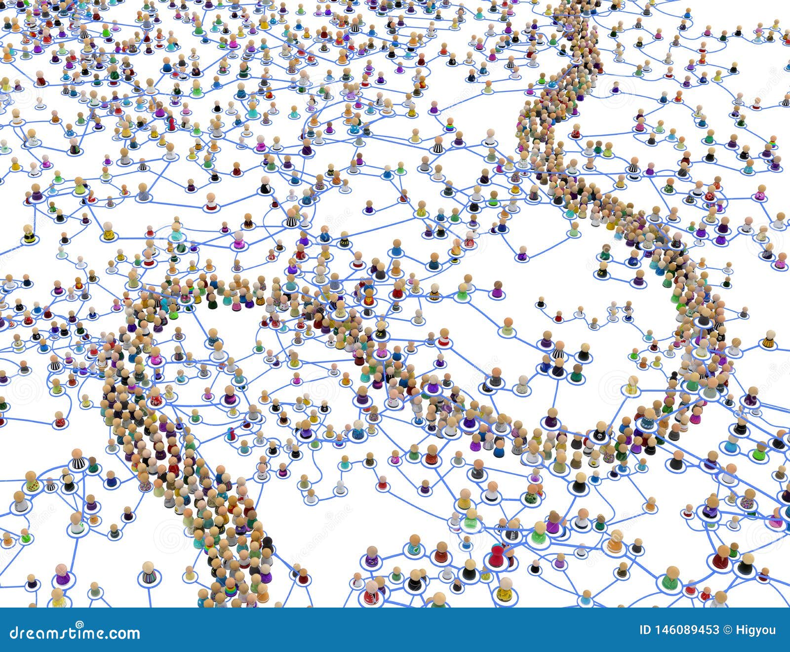 Cartoon Crowd Layered System, Path Amidst Stock Illustration ...