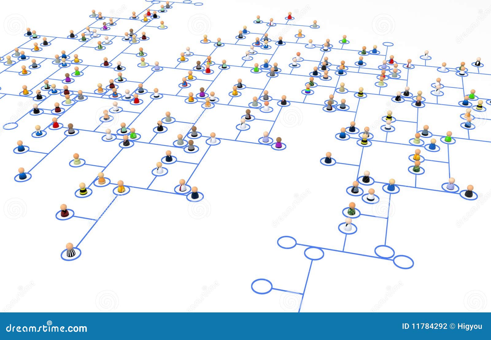 Cartoon Crowd, Line Network Scheme Closeup Stock Illustration ...