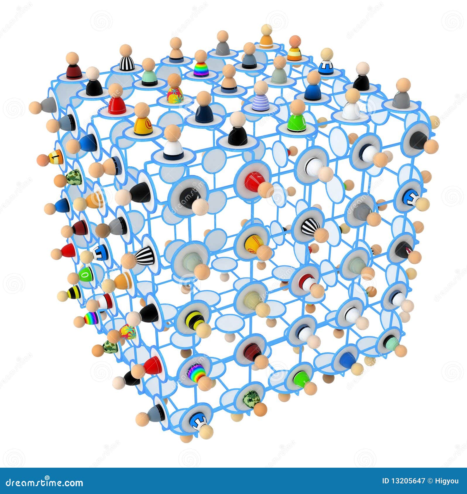 Cartoon Crowd, Link Cube Net Stock Illustration - Illustration of ...