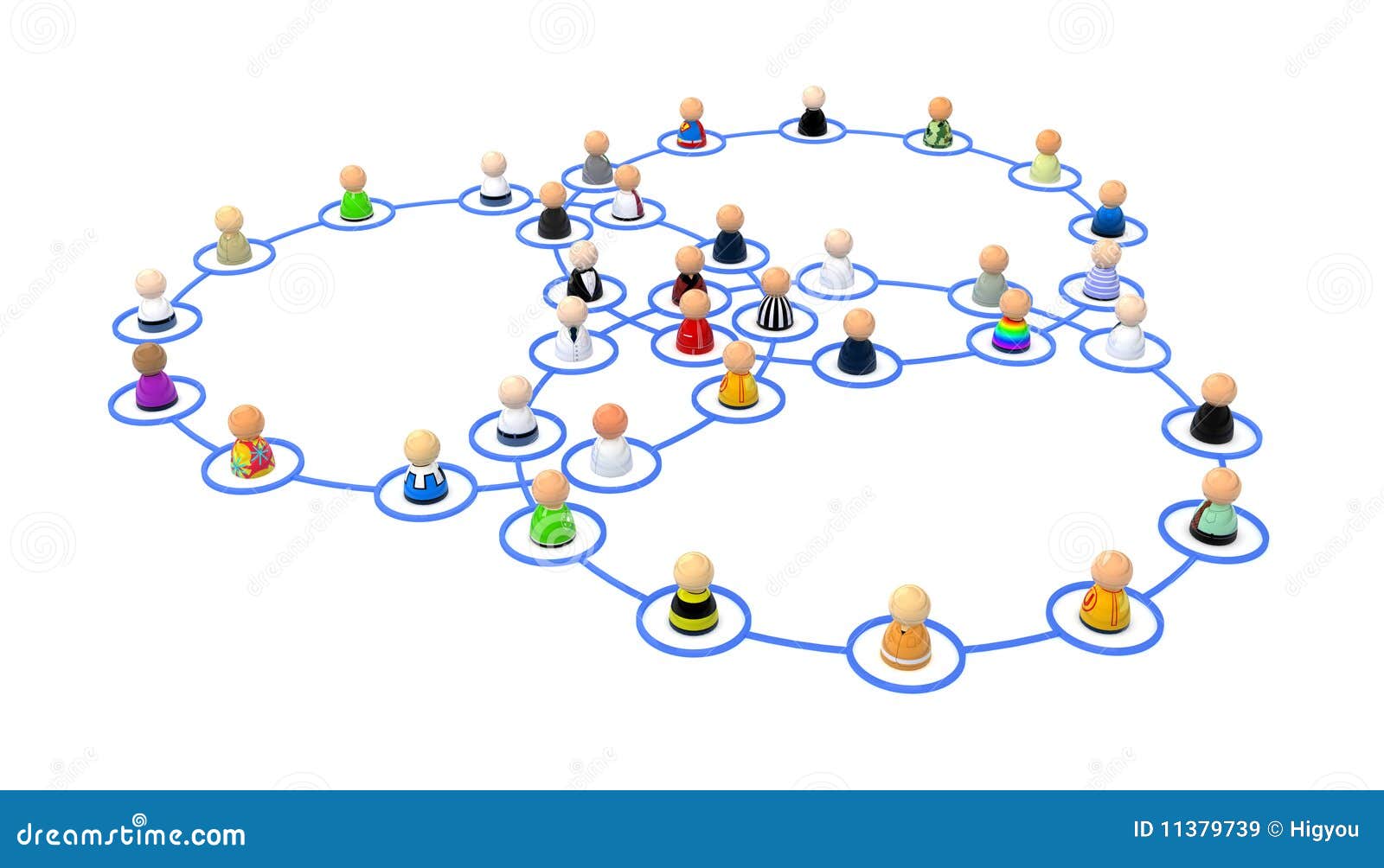 Cartoon Crowd, Link Ring Overlap Stock Illustration - Illustration of ...