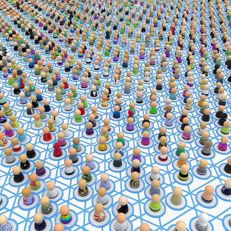Cartoon Crowd Links, Dense Grid Stock Illustration - Illustration of ...