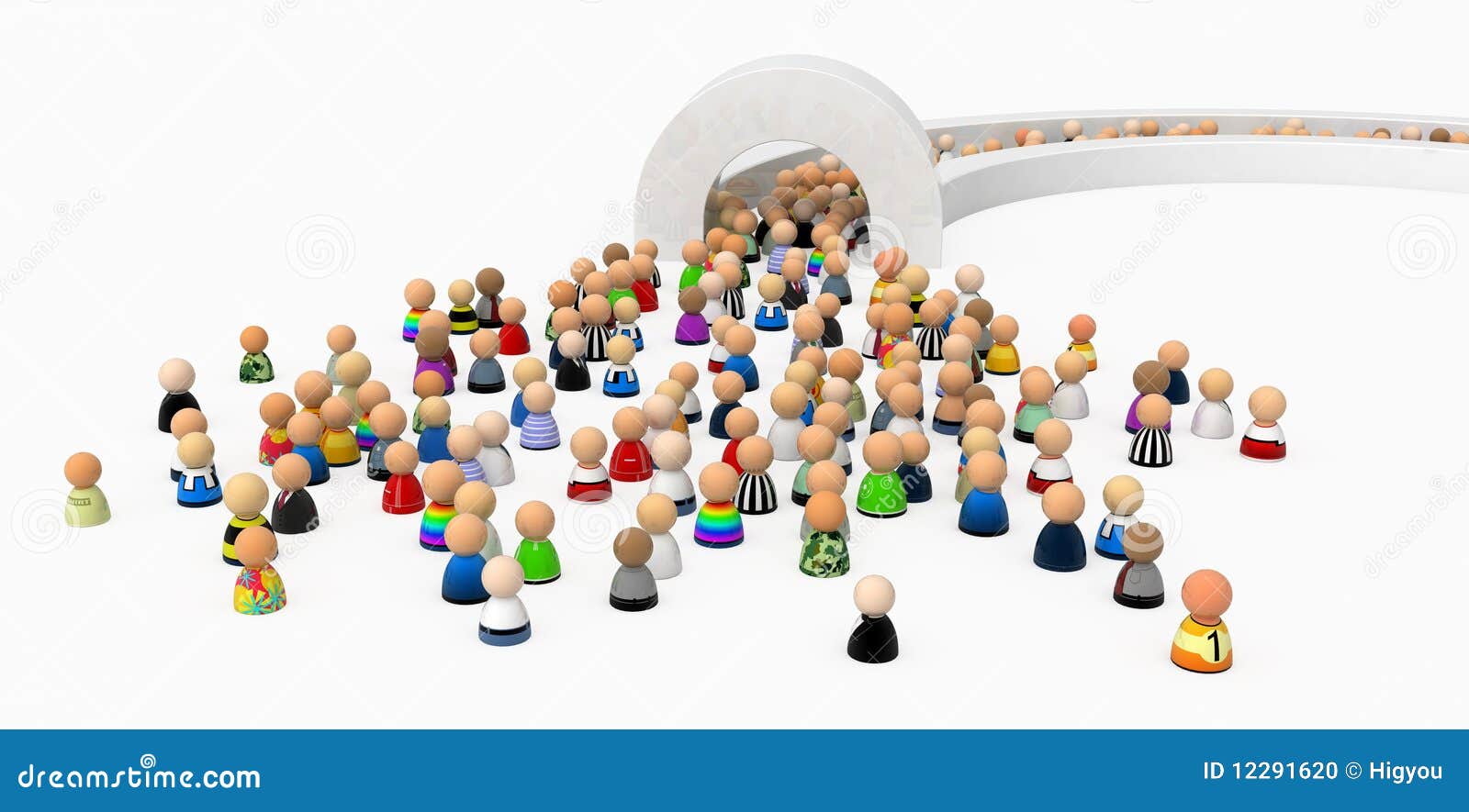 Cartoon Crowd, Pass Gate stock illustration. Illustration of ...