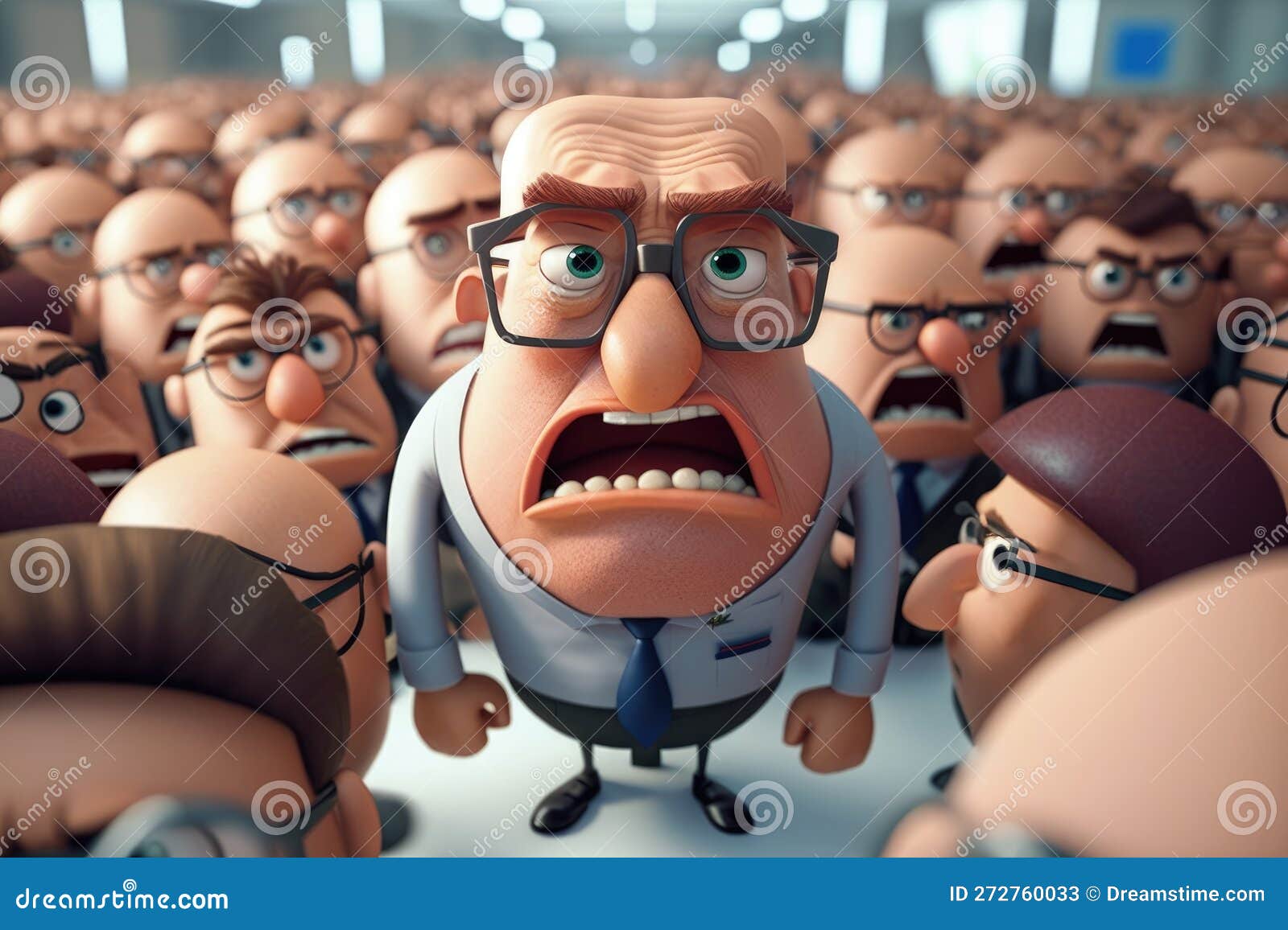 Cartoon Crowd of People Complaining To an Employee Generative AI ... Cartoon Crowd of People Complaining To an Employee Generative AI ...