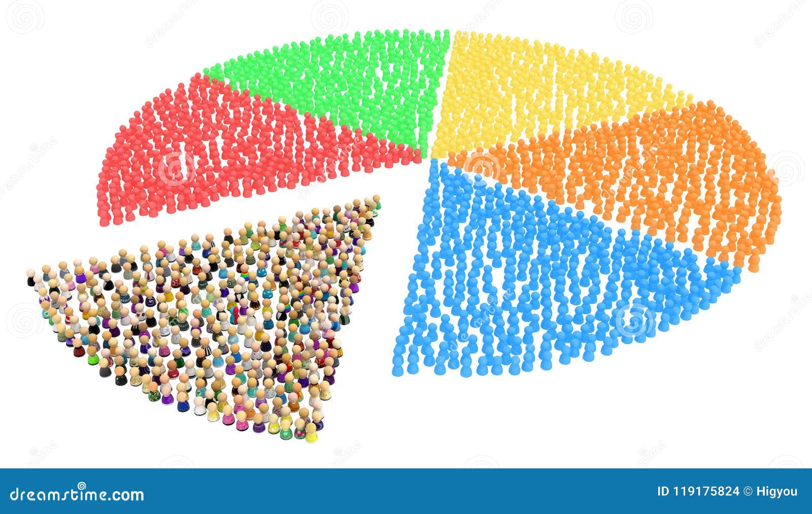 Cartoon Crowd, Pie Chart Slice Shape Stock Illustration - Illustration ...