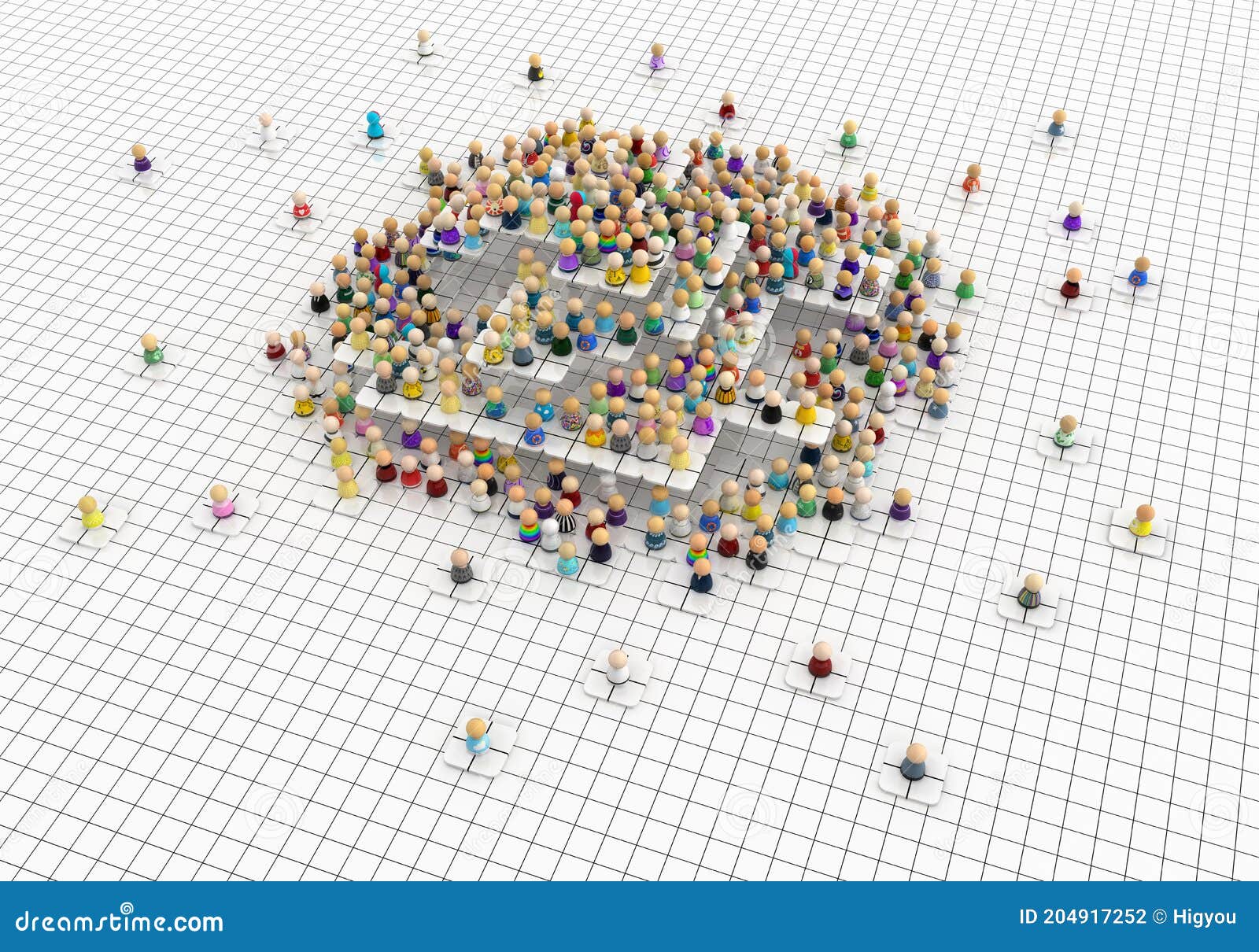 Cartoon Crowd, Plan Grid Layers Stock Illustration - Illustration of ...