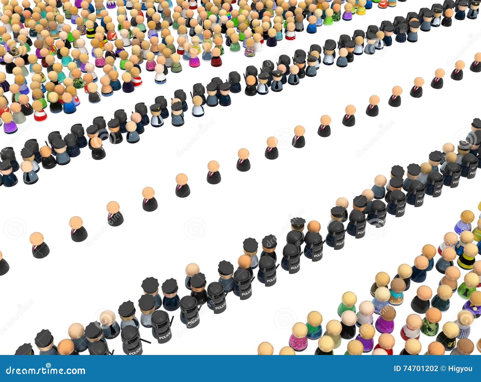 Cartoon Crowd, Procession Security Stock Illustration - Illustration of ...