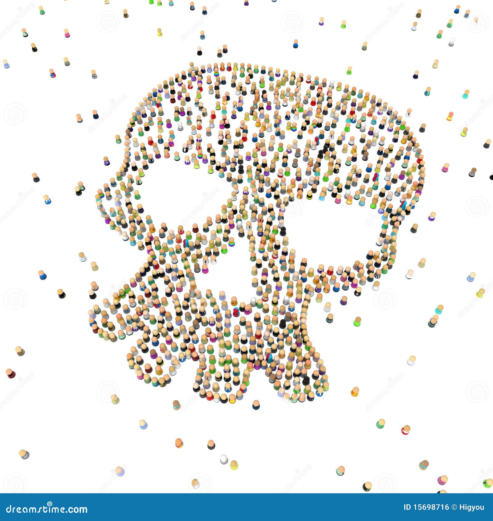 Cartoon Crowd, Skull Shape stock illustration. Illustration of white ...