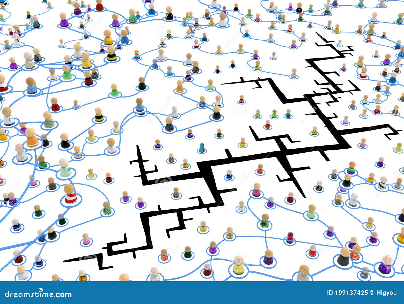 Cartoon Crowd System, Angle Cracks Stock Illustration - Illustration of ...